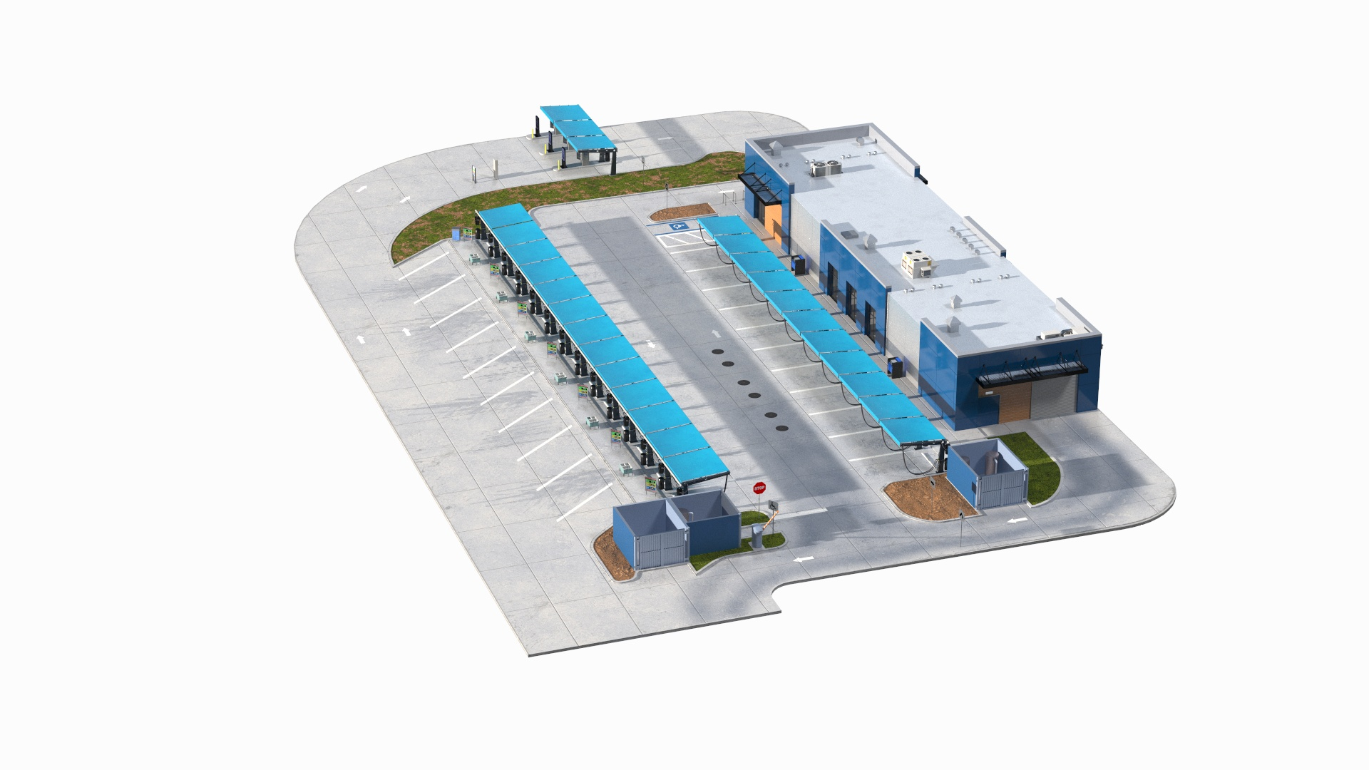 3D model Blue Car Wash Building - TurboSquid 2055926