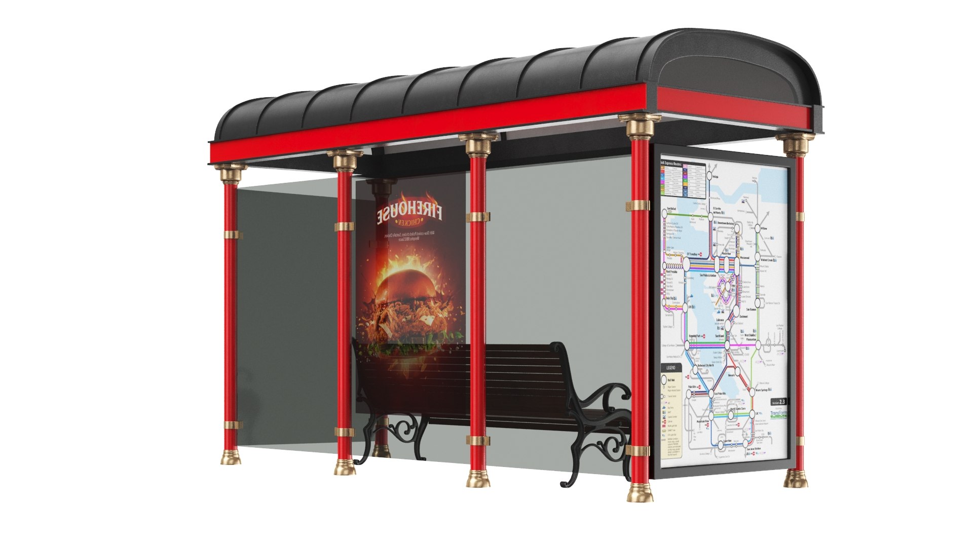 3D Classic Bus Stop - TurboSquid 1745817