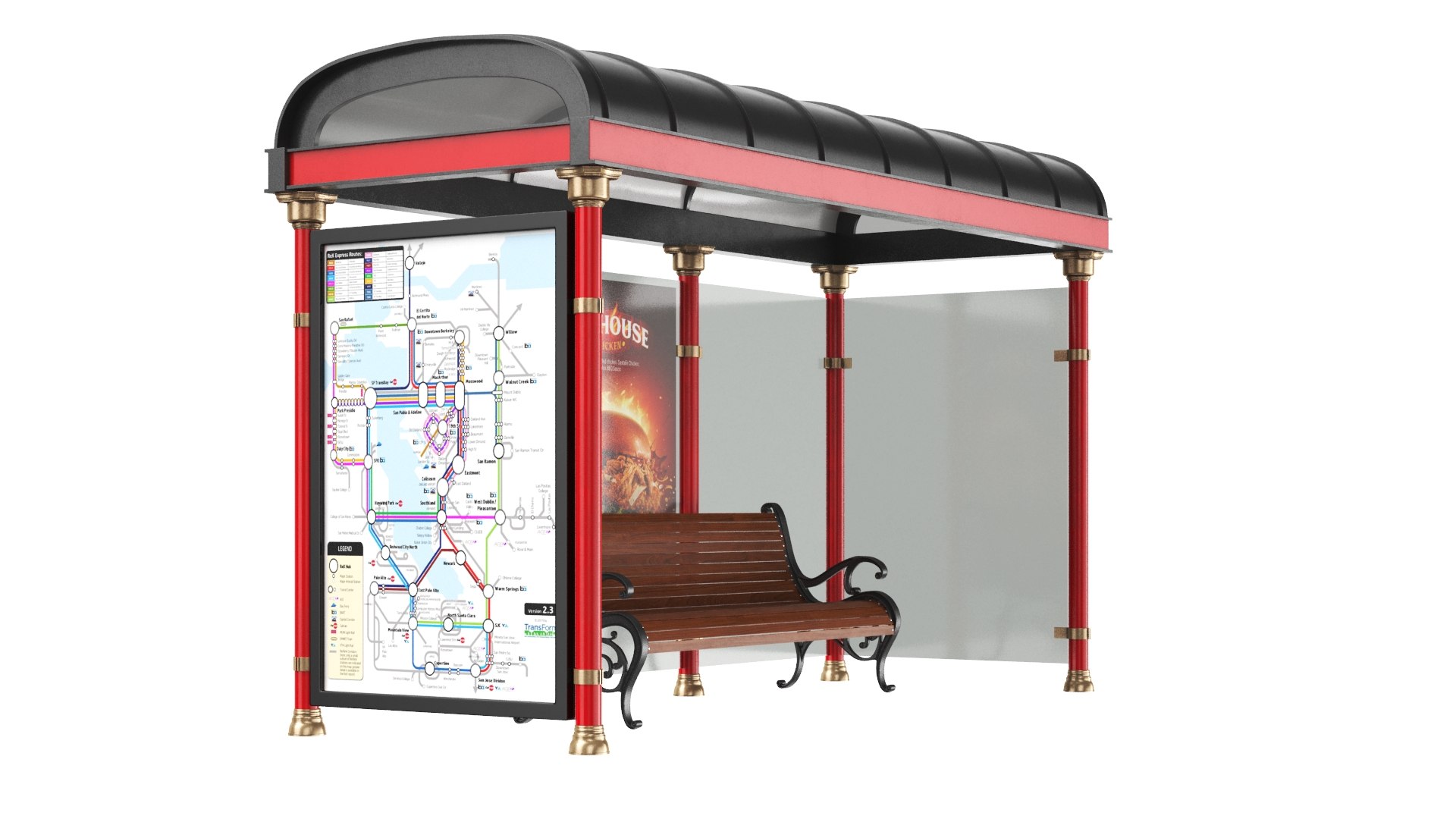 3D Classic Bus Stop - TurboSquid 1745817