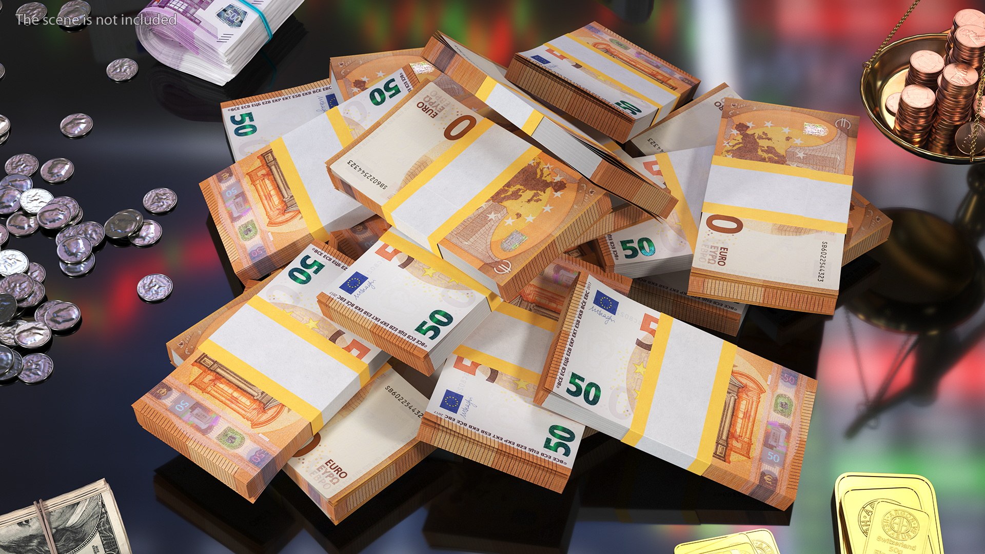 3D Mountain Of 50 Euro Packs - TurboSquid 2146617