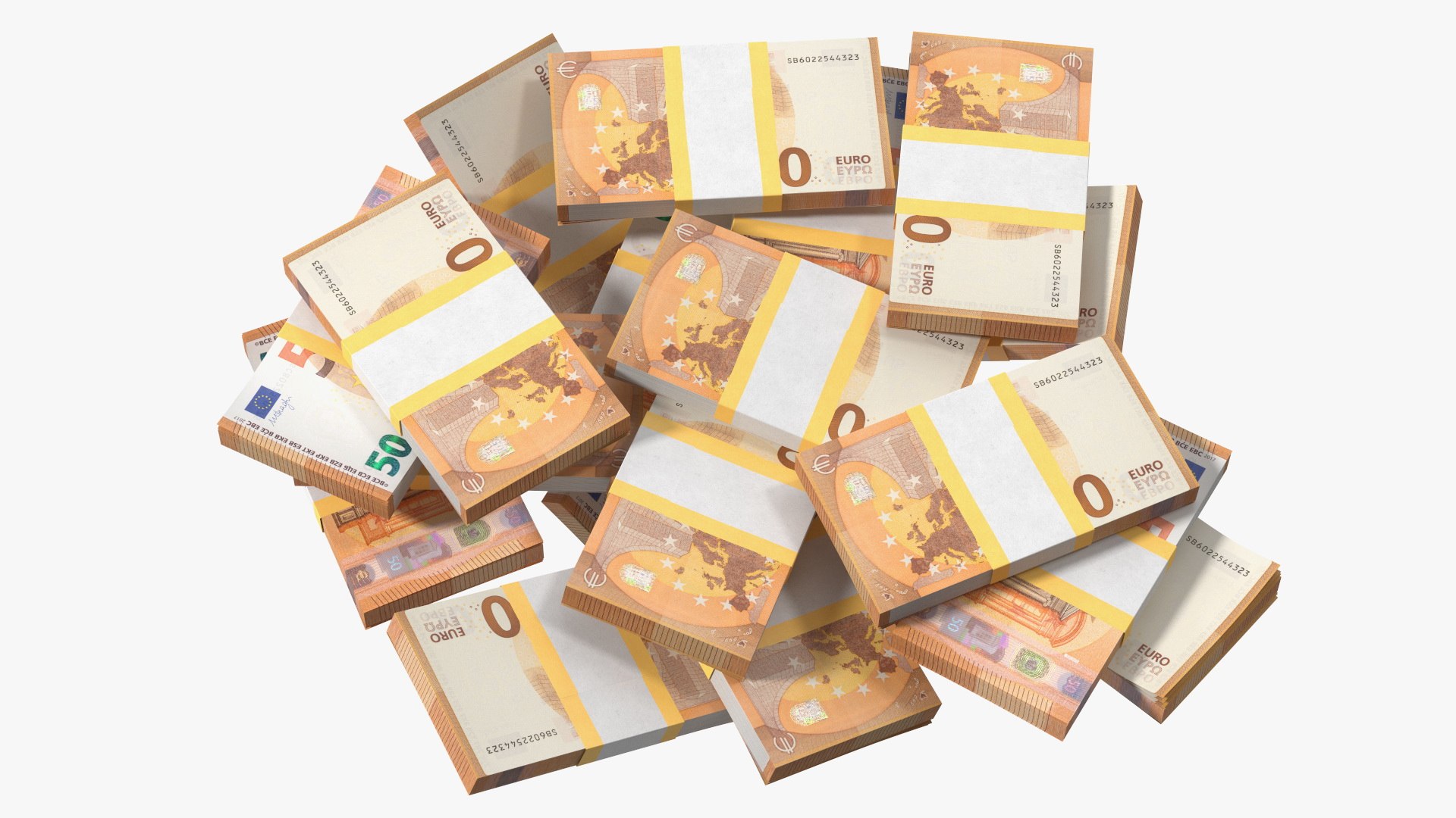 3D Mountain Of 50 Euro Packs - TurboSquid 2146617