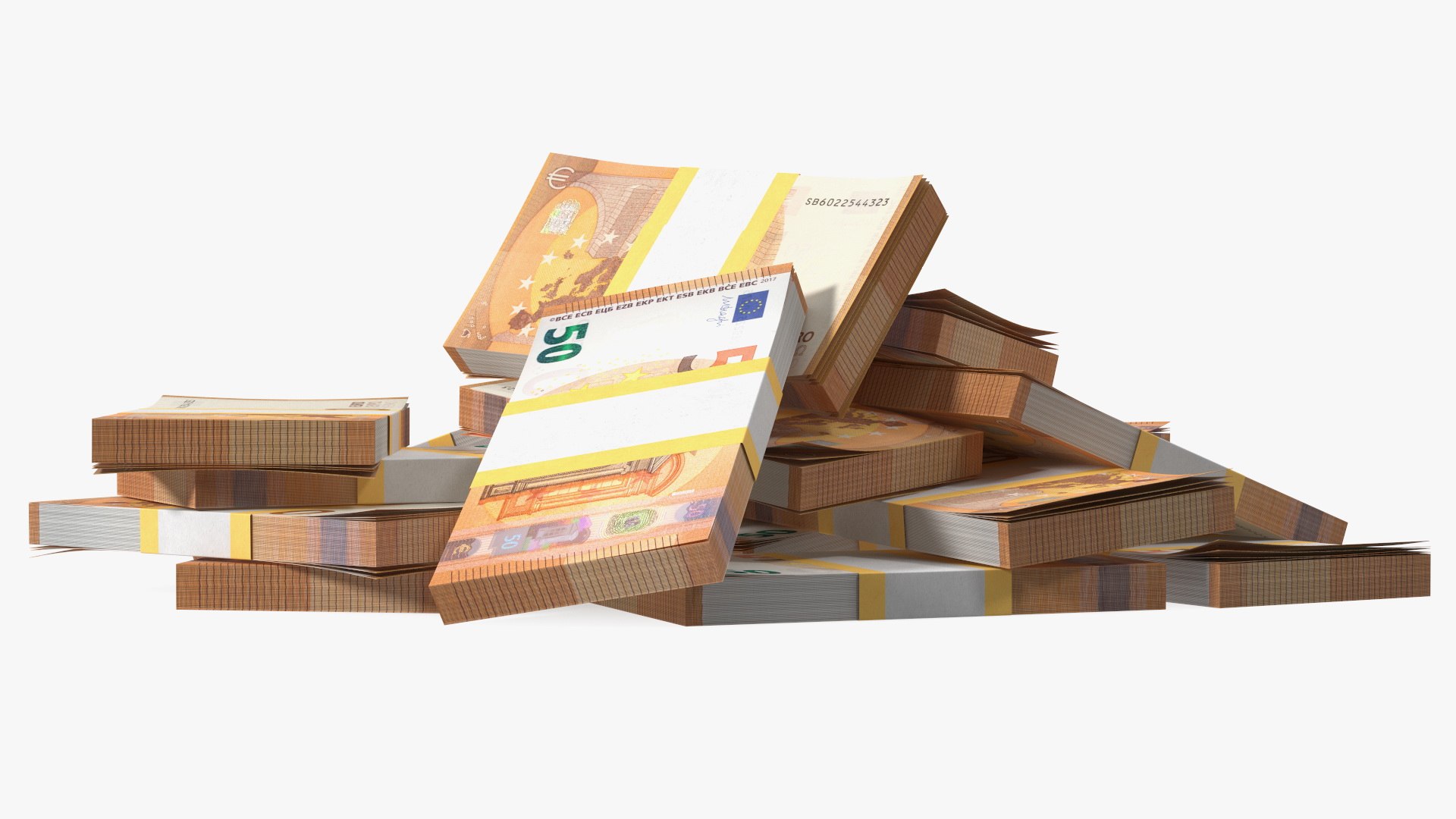 3D Mountain Of 50 Euro Packs - TurboSquid 2146617