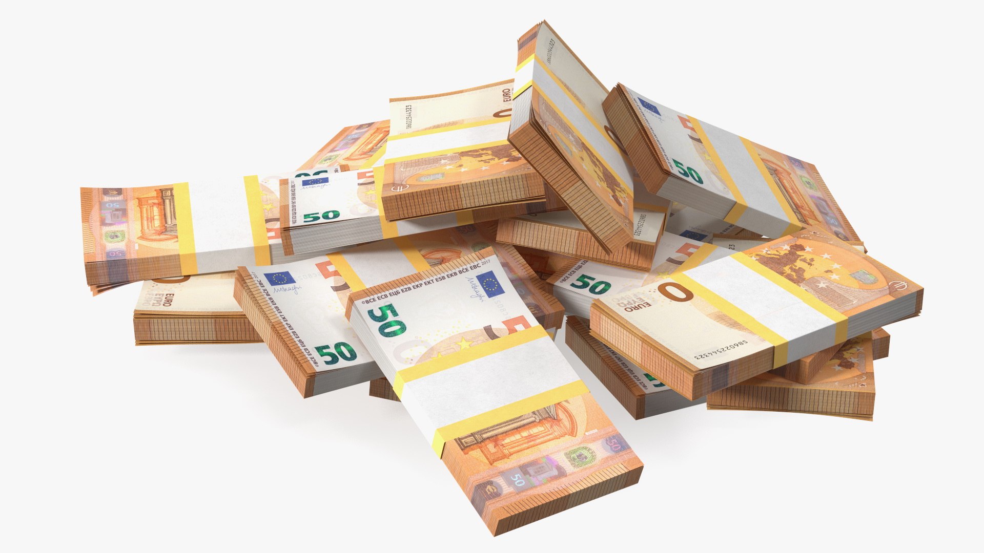 3D Mountain Of 50 Euro Packs - TurboSquid 2146617