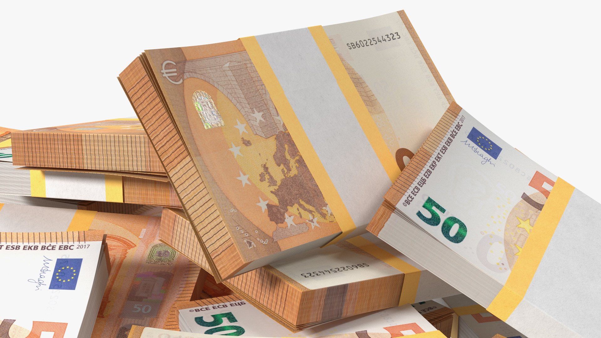 3D Mountain Of 50 Euro Packs - TurboSquid 2146617