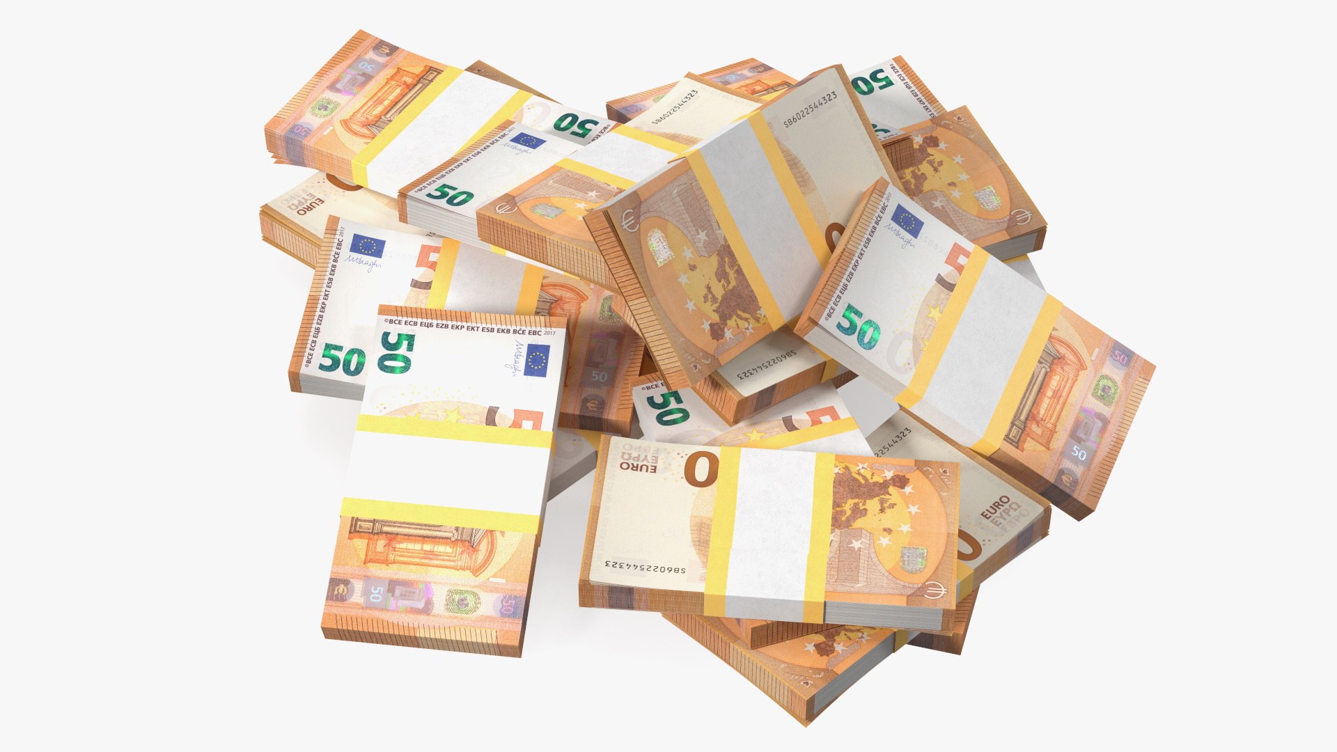 3D Mountain of 50 Euro Packs - TurboSquid 2146617