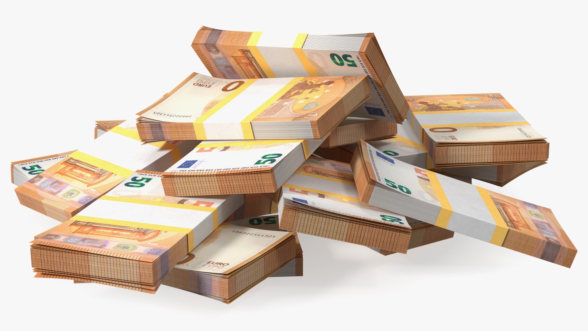 3D Mountain Of 50 Euro Packs - TurboSquid 2146617