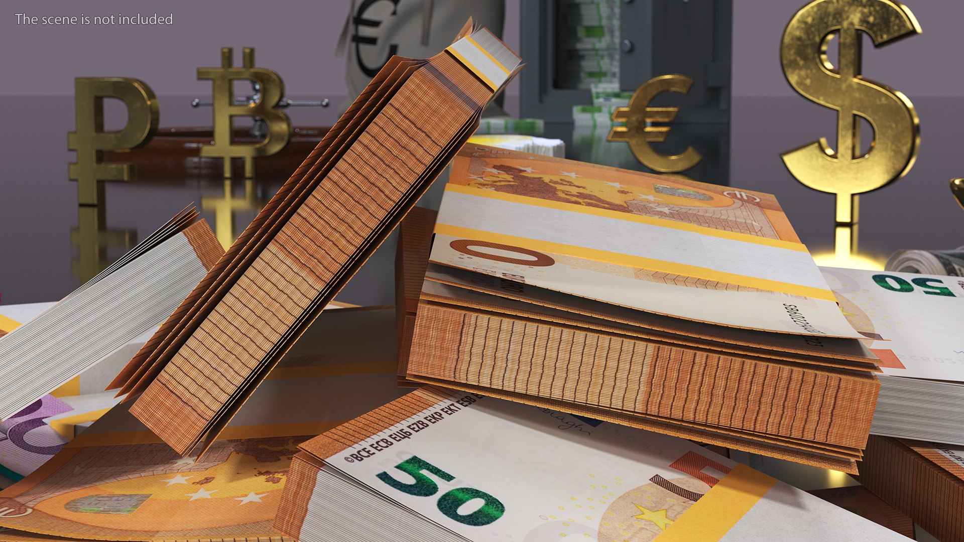 3D Mountain Of 50 Euro Packs - TurboSquid 2146617