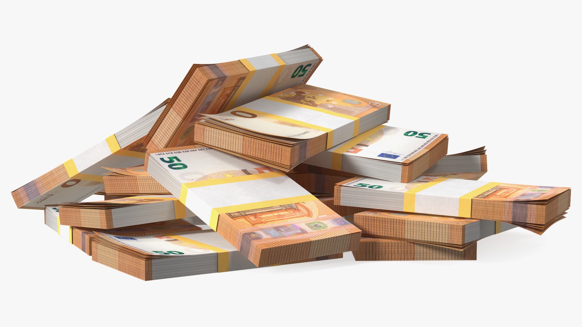 3D Mountain Of 50 Euro Packs - TurboSquid 2146617