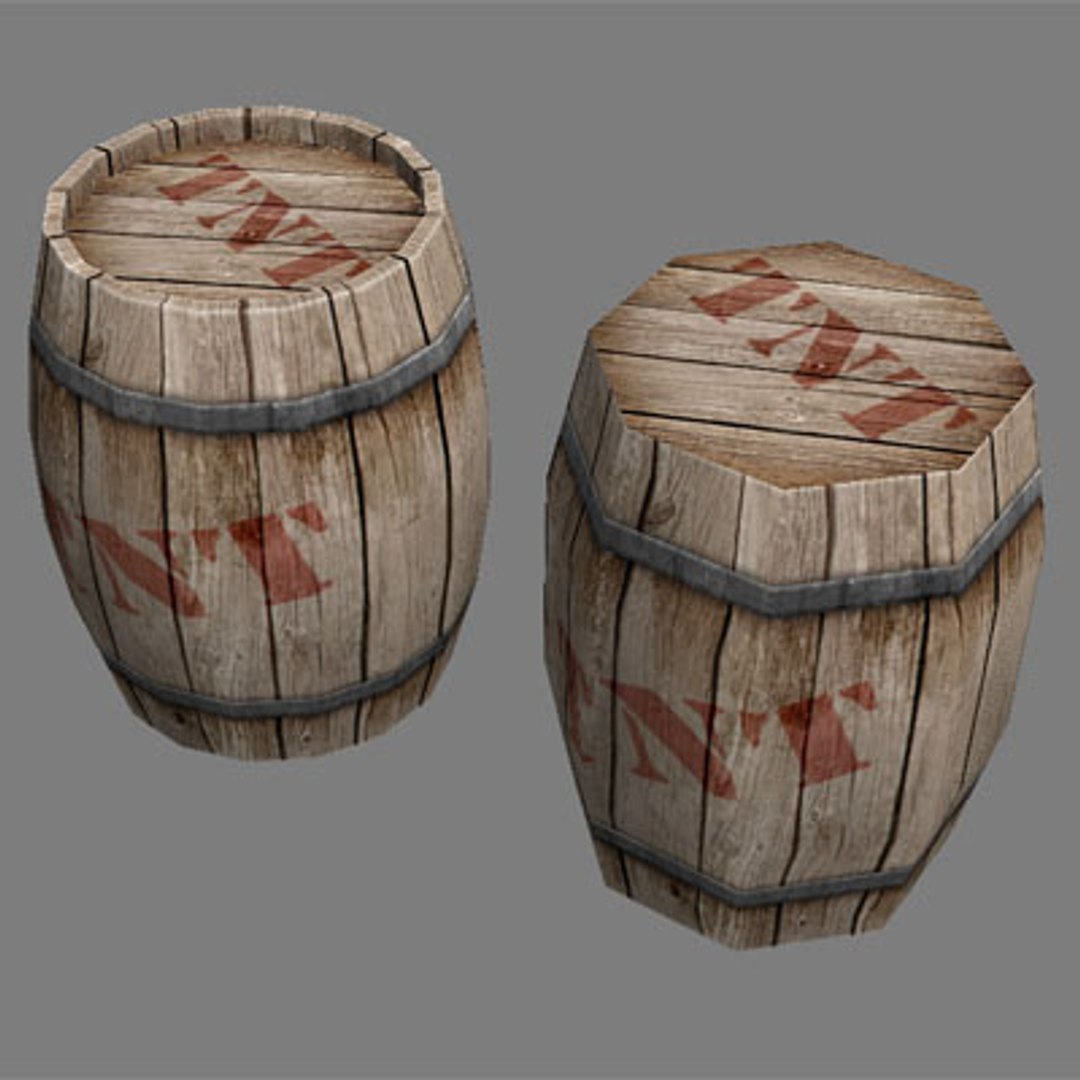 Wooden Barrel Explosives - 3d Model