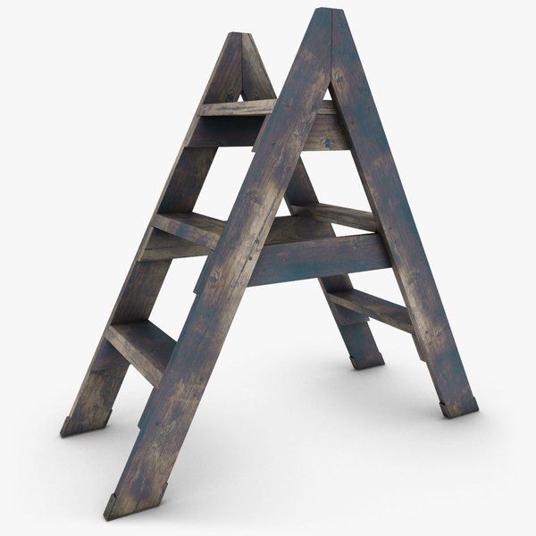 3ds realistic antique ladder 02