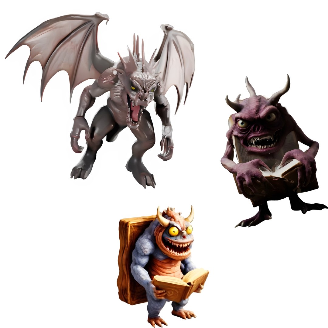 3D Gargoyle Guardian The Book Monster Trio - TurboSquid 2298496