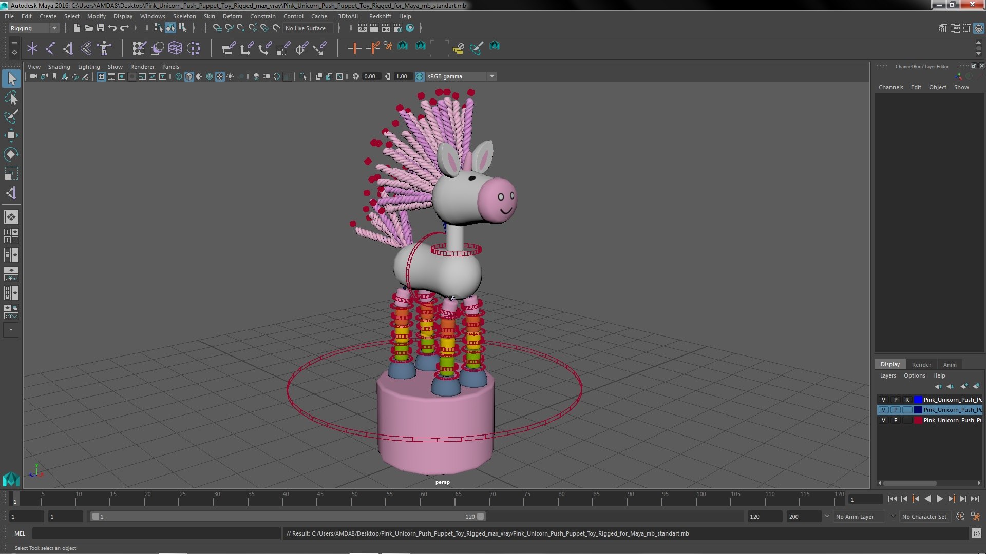 Pink Unicorn Push Puppet Toy Rigged For Maya 3D Model - TurboSquid 2087597