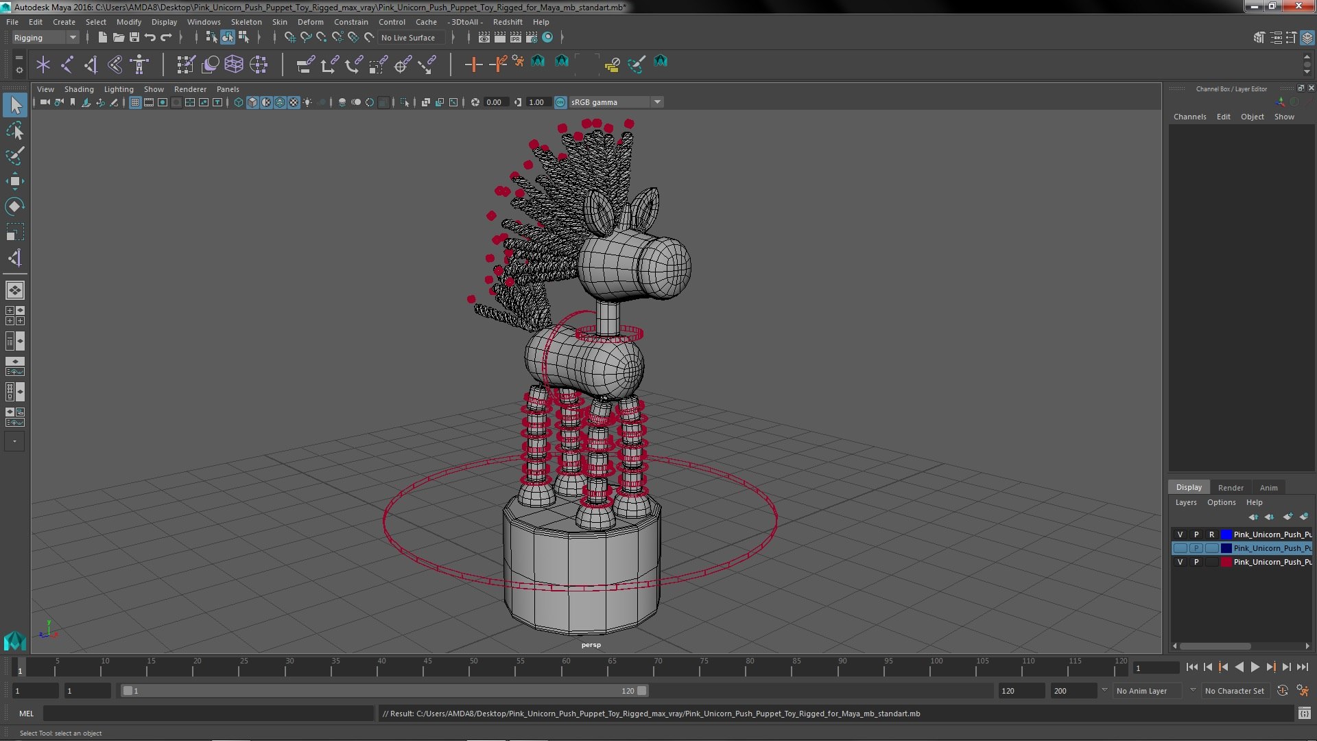 Pink Unicorn Push Puppet Toy Rigged for Maya 3D model - TurboSquid 2087597