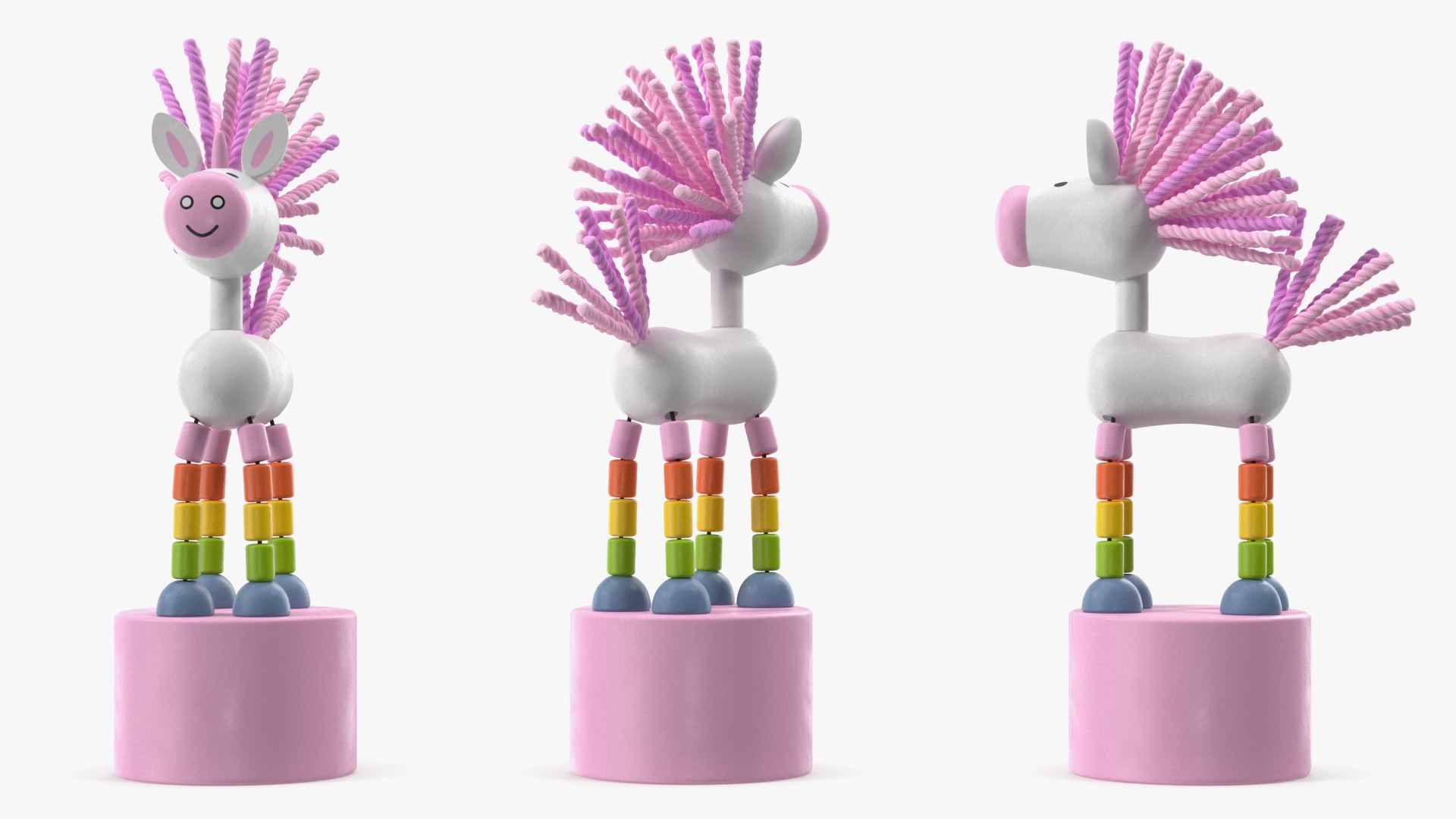 Pink Unicorn Push Puppet Toy Rigged For Maya 3D Model - TurboSquid 2087597