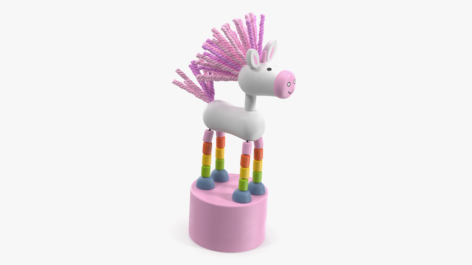 Pink Unicorn Push Puppet Toy Rigged for Maya 3D model - TurboSquid 2087597