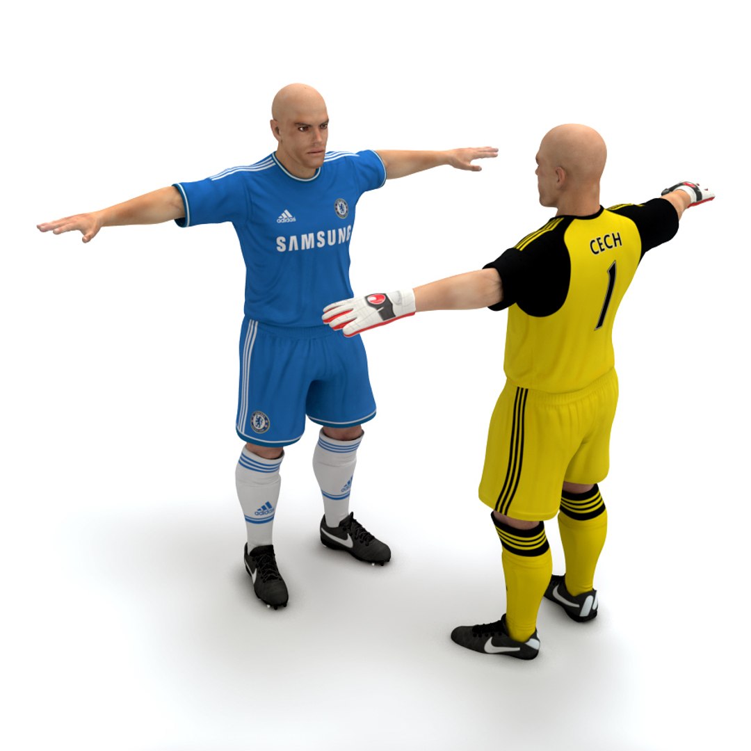 rigged football player - 3d max