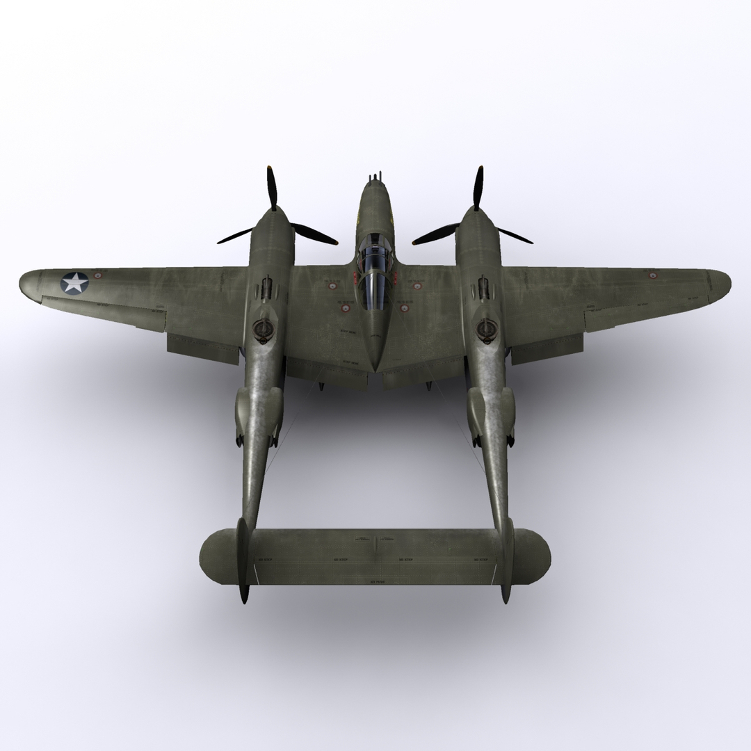 3d model p-38 lightning fighter 1943