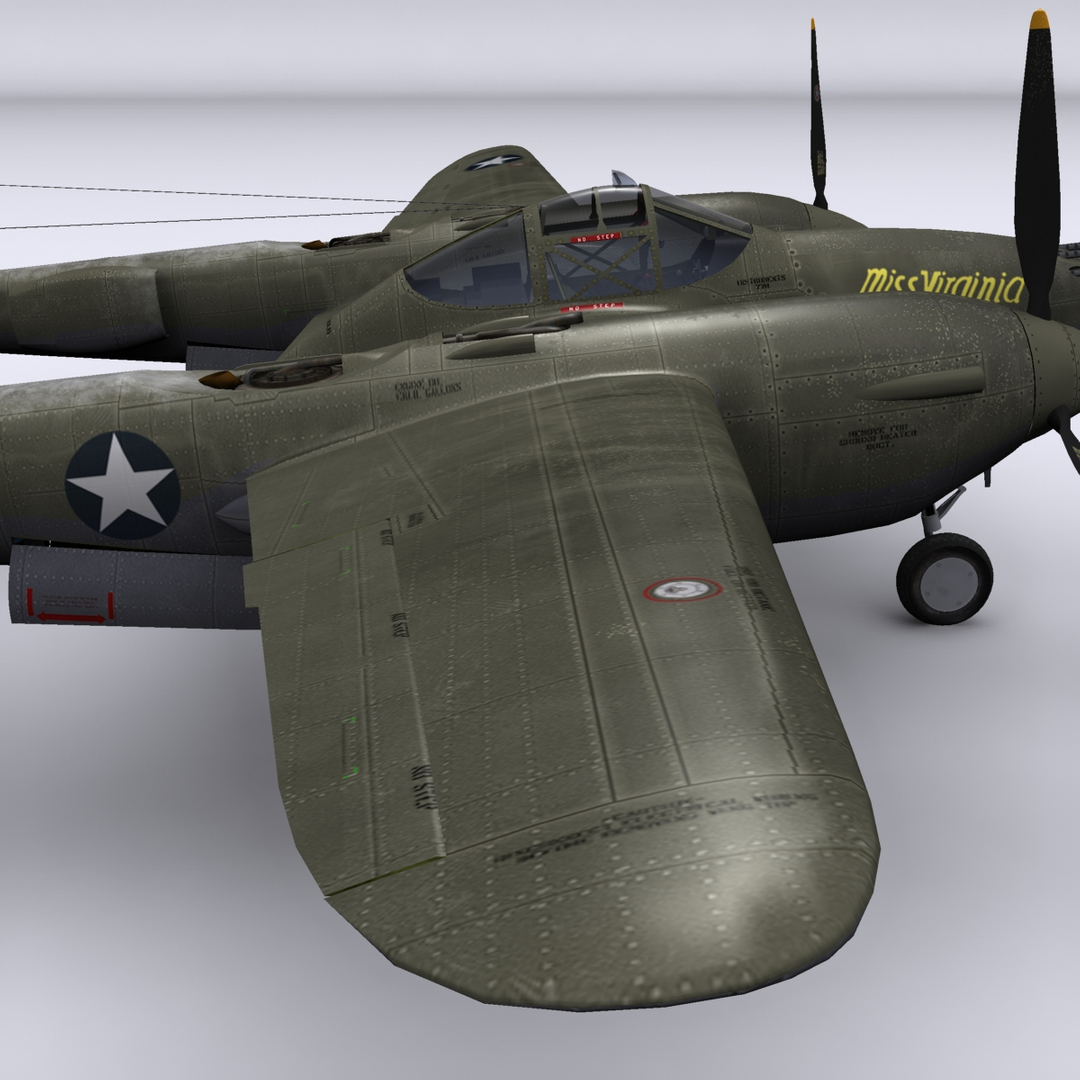 3d model p-38 lightning fighter 1943