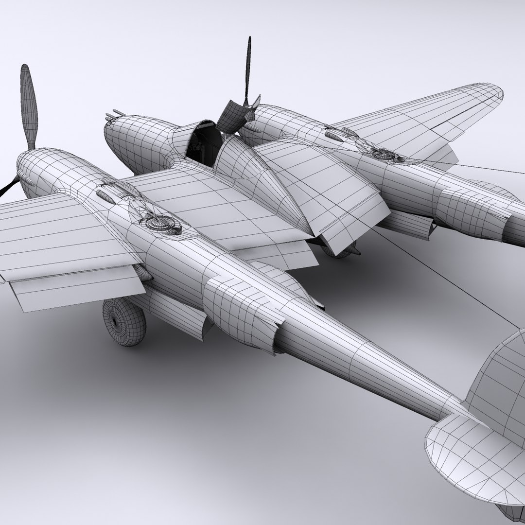 3d Model P-38 Lightning Fighter 1943