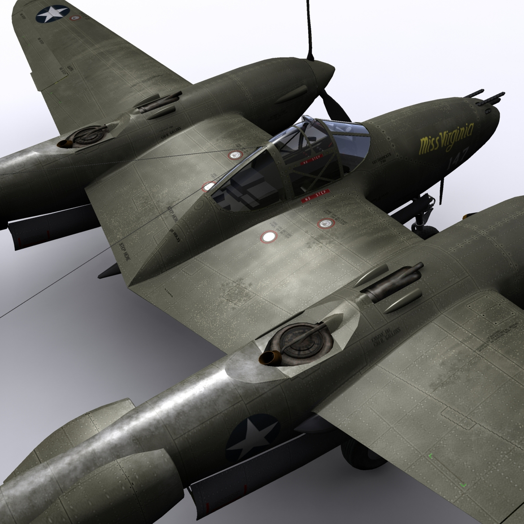 3d model p-38 lightning fighter 1943