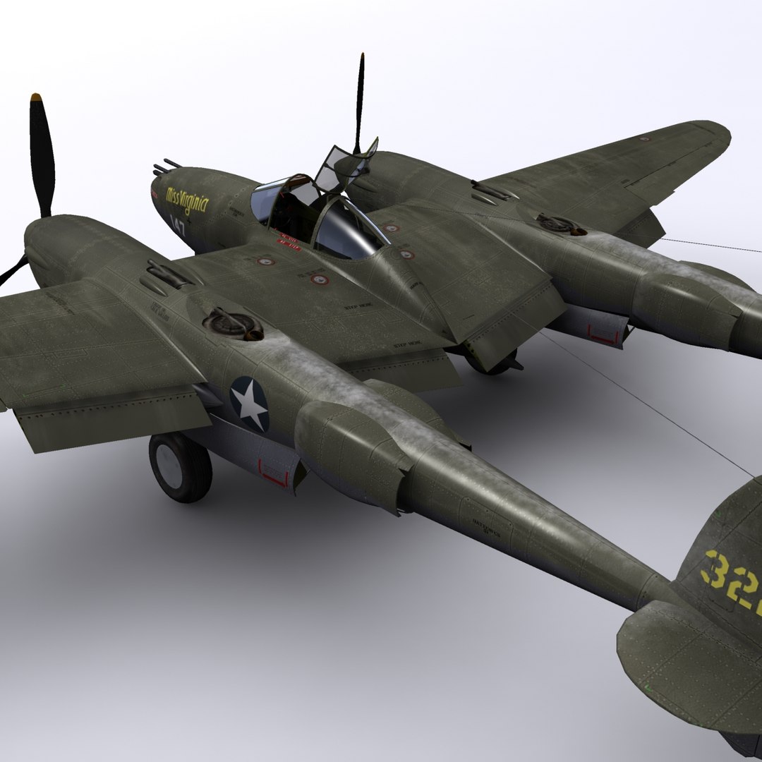 3d Model P-38 Lightning Fighter 1943