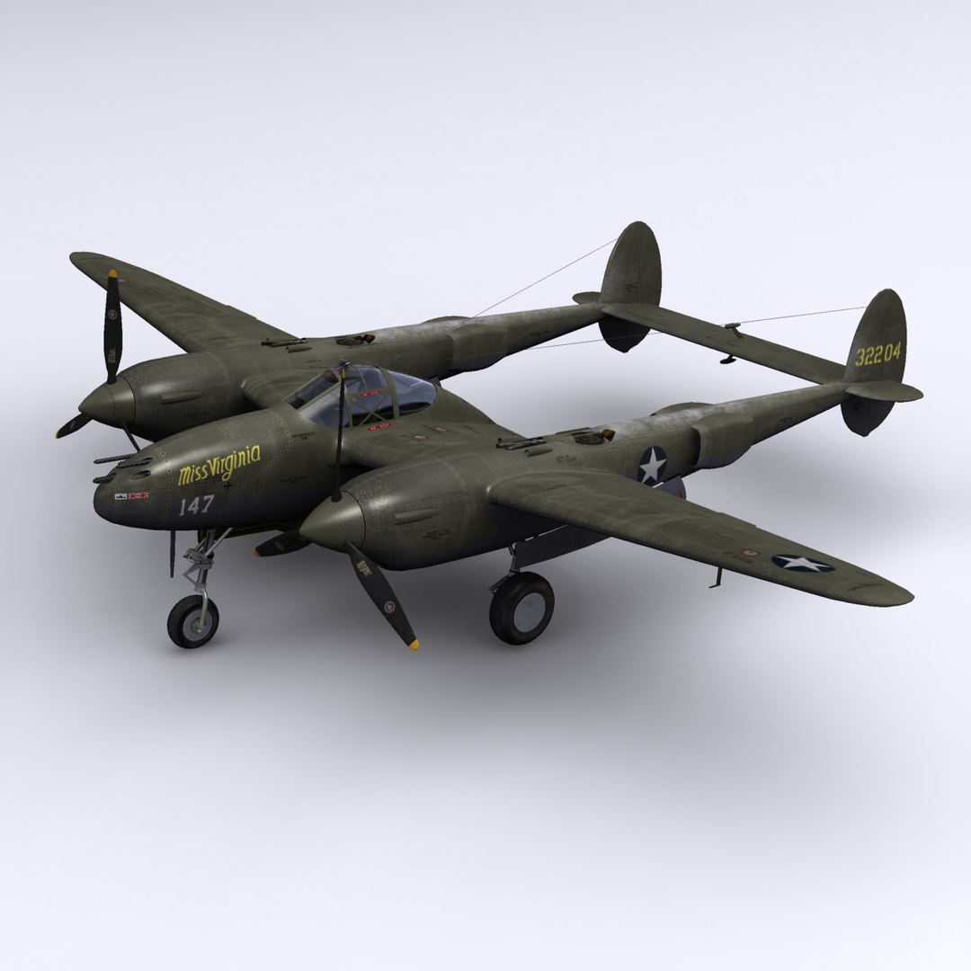 3d Model P-38 Lightning Fighter 1943