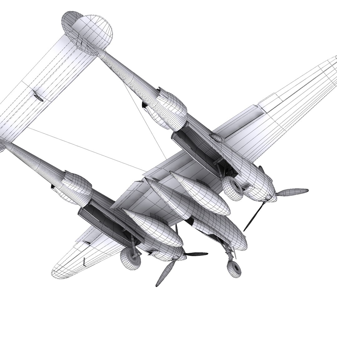 3d Model P-38 Lightning Fighter 1943