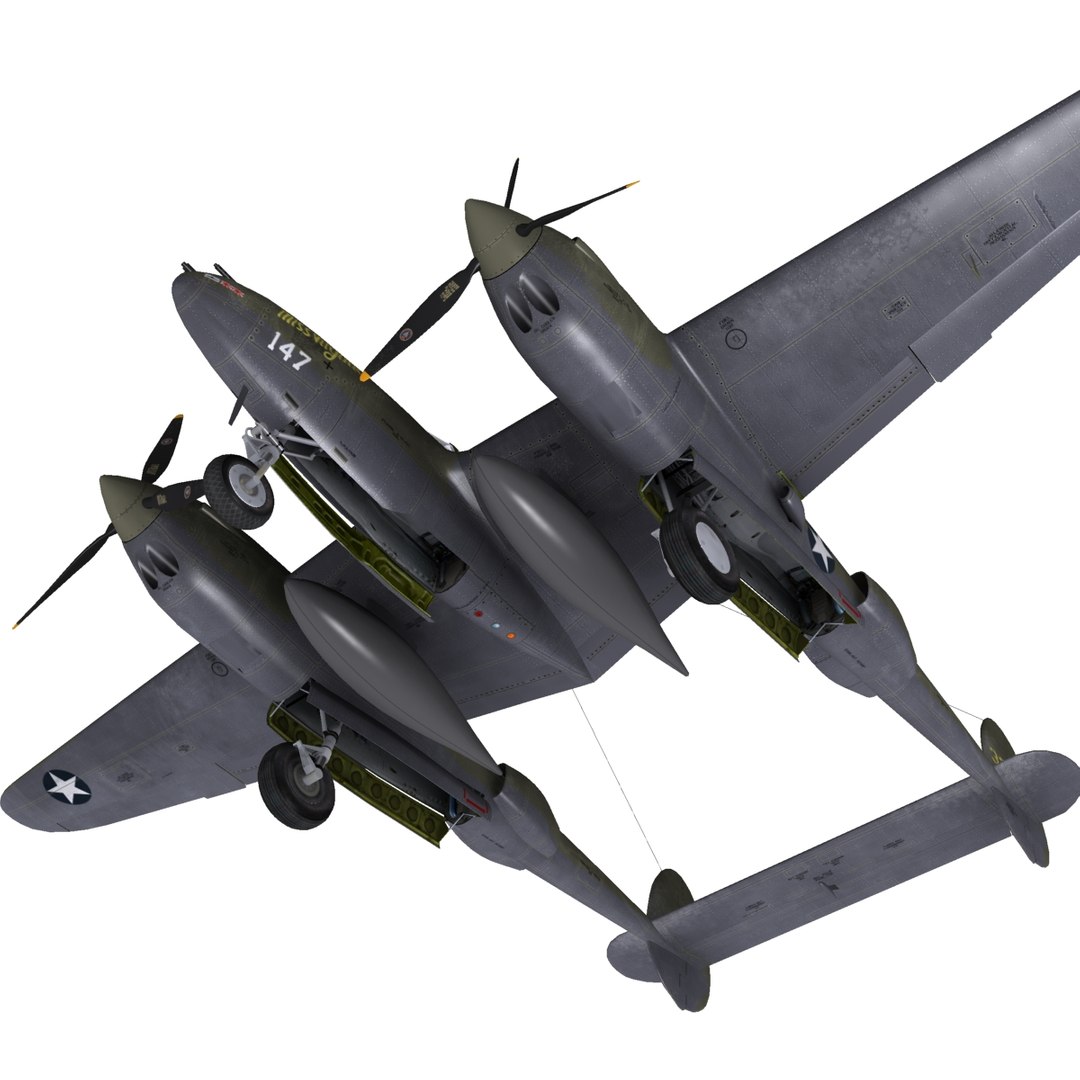 3d Model P-38 Lightning Fighter 1943