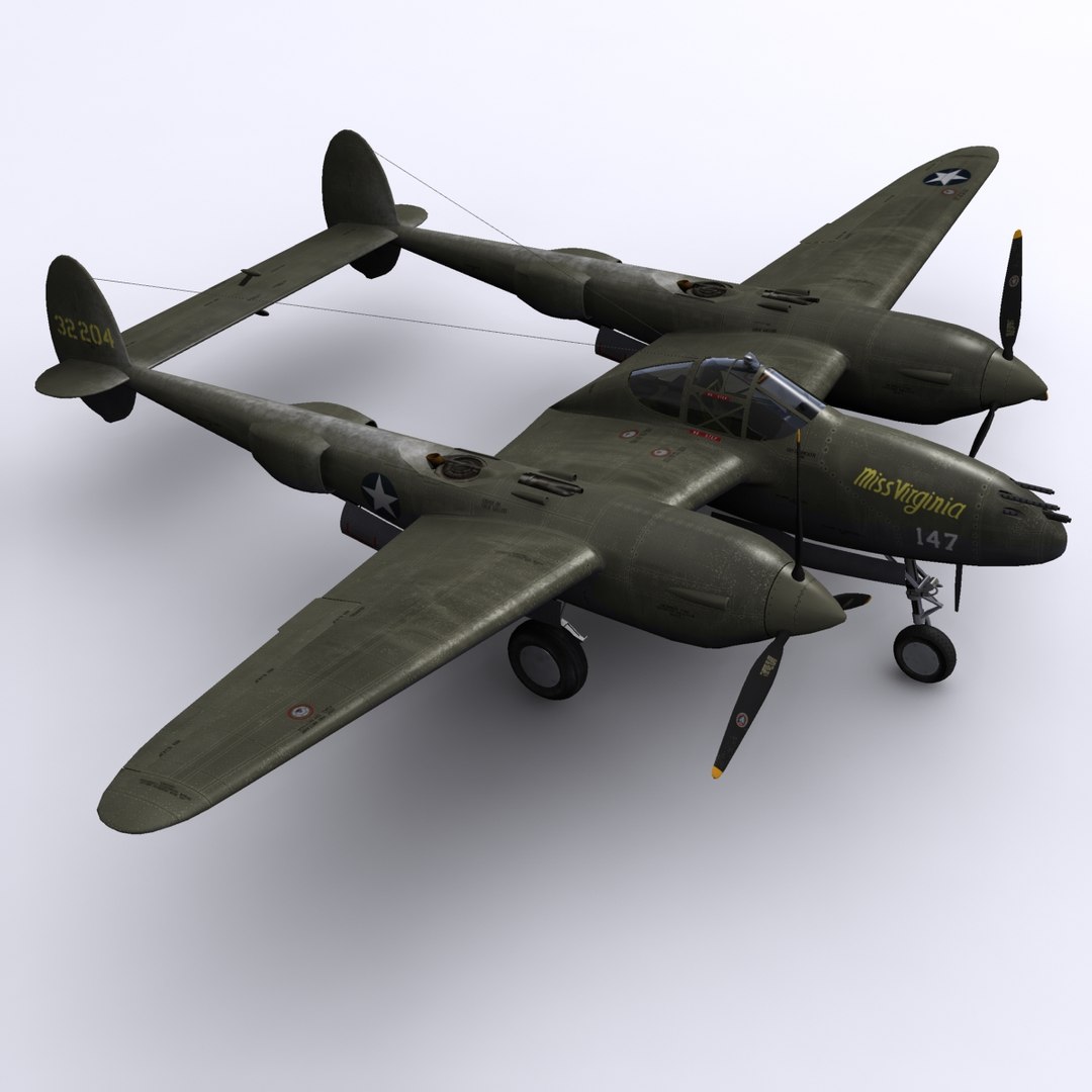 3d Model P-38 Lightning Fighter 1943