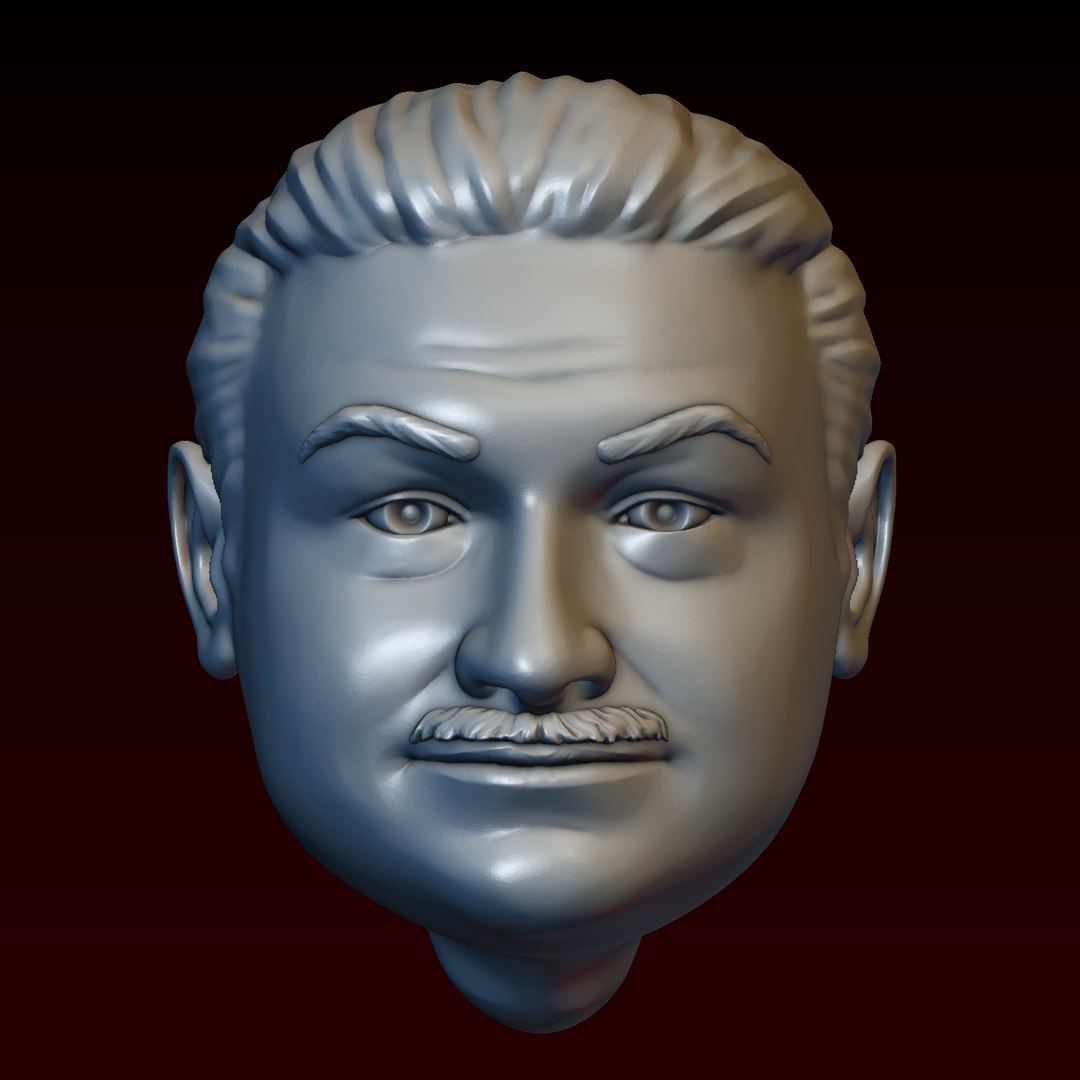 Male Head 29 Man Head - Fat Man With Mustache Model - TurboSquid 1890638