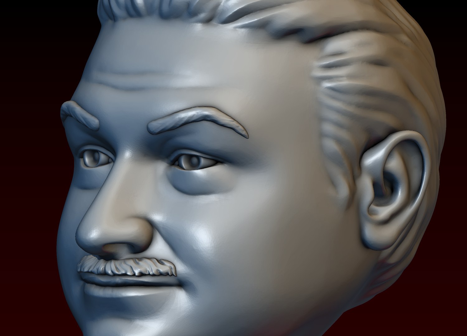 Male Head 29 Man Head - Fat Man With Mustache Model - TurboSquid 1890638