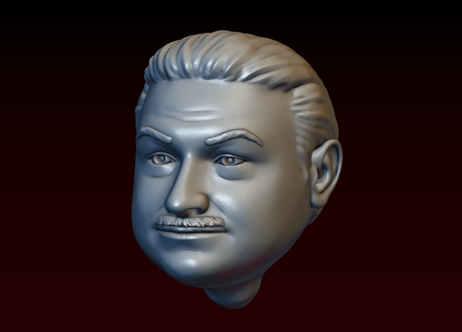 Male Head 29 Man Head - Fat Man With Mustache Model - TurboSquid 1890638