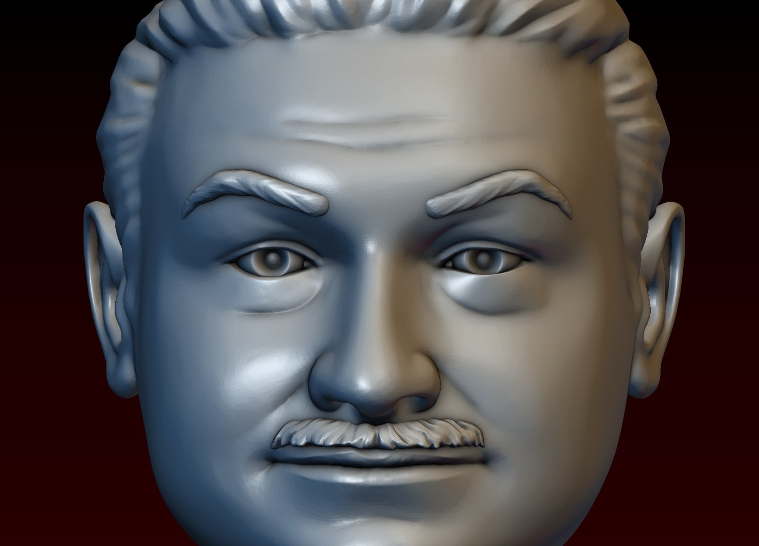 Male Head 29 Man Head - Fat Man With Mustache Model - TurboSquid 1890638