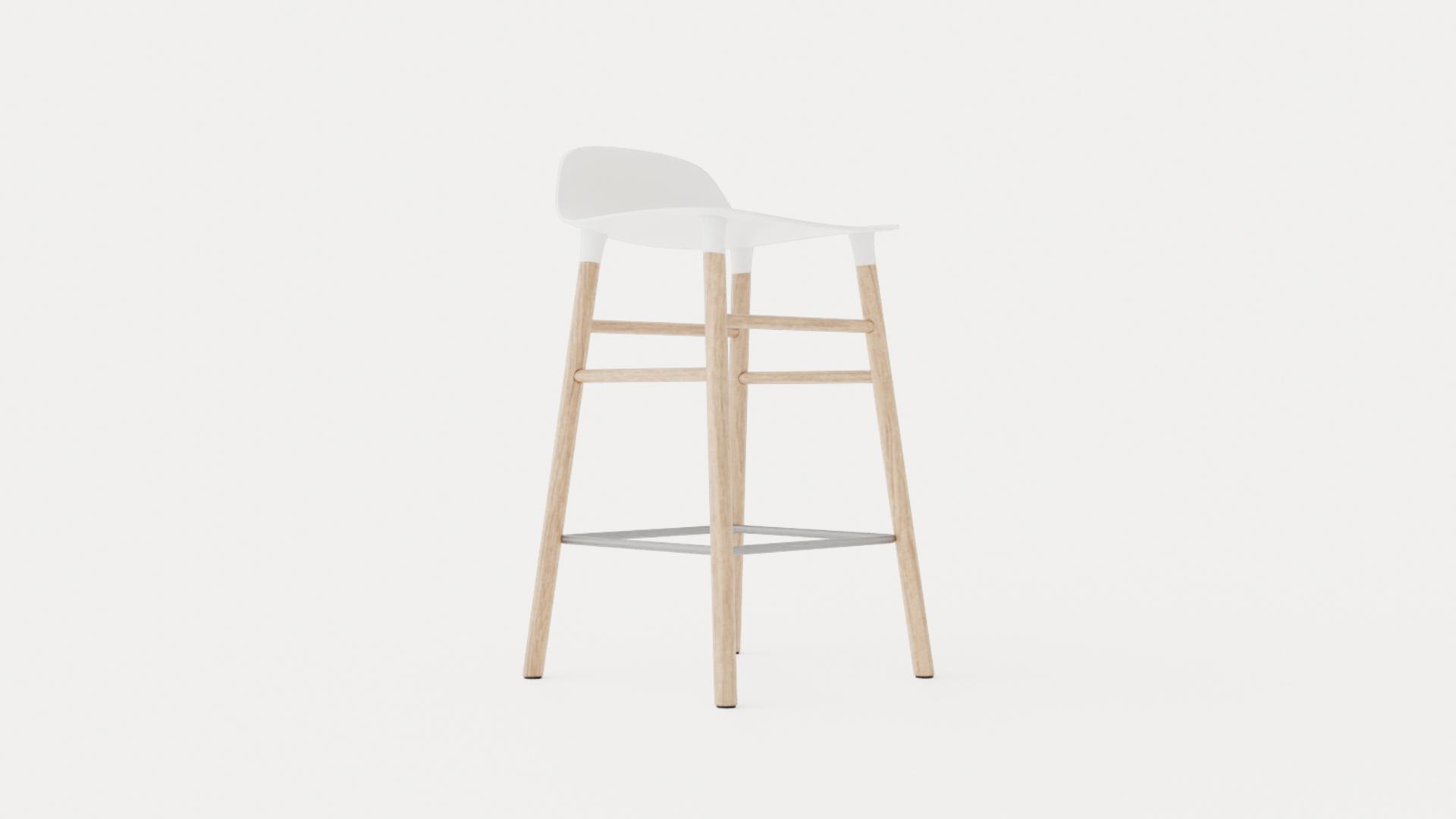 3D Form Bar Stool Oak Legs White - TurboSquid 2250481