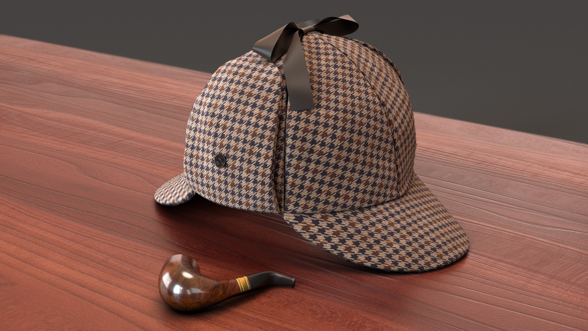 Sherlock Deerstalker Hat And Pipe 3D - TurboSquid 1944844