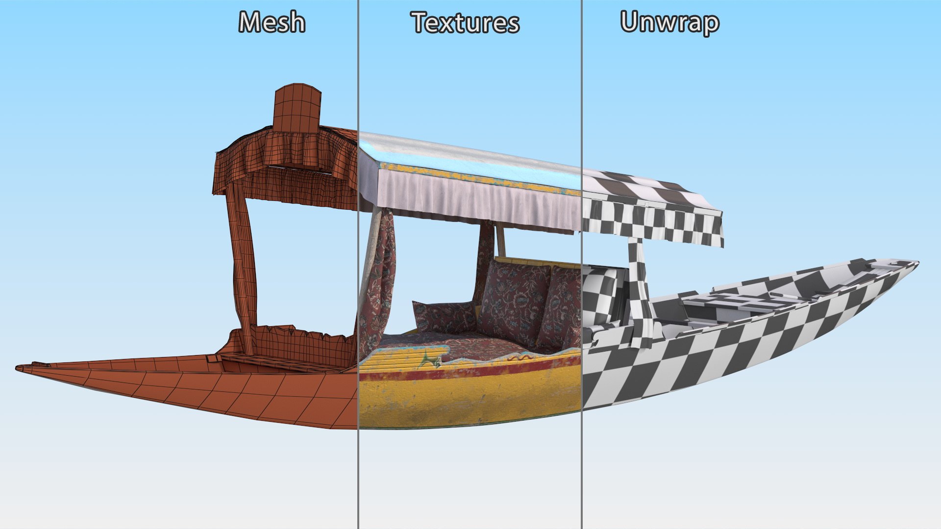 3D Model Shikara Yellow Old - TurboSquid 2289535