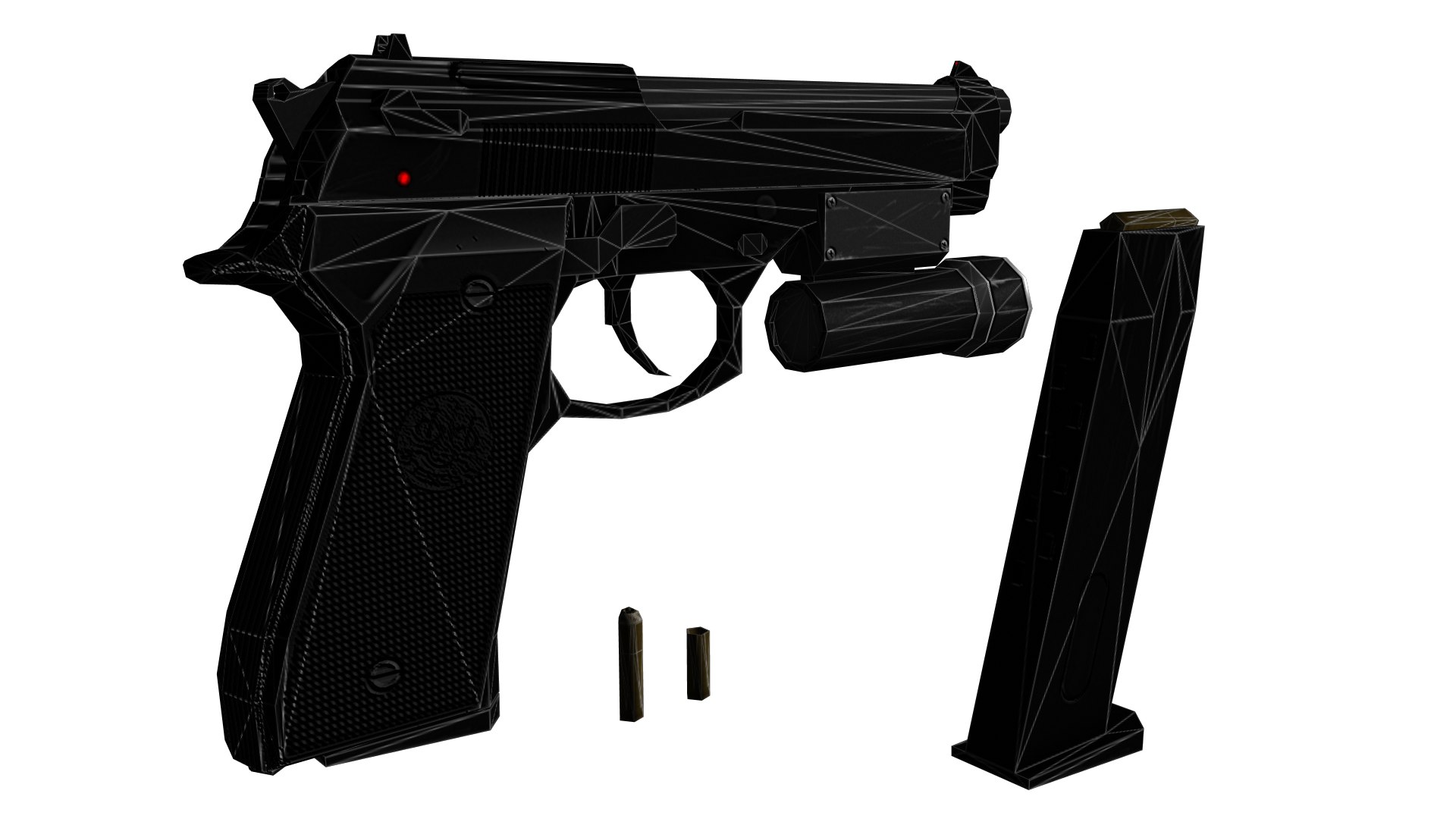 Black Beretta M9 Pistol Obj