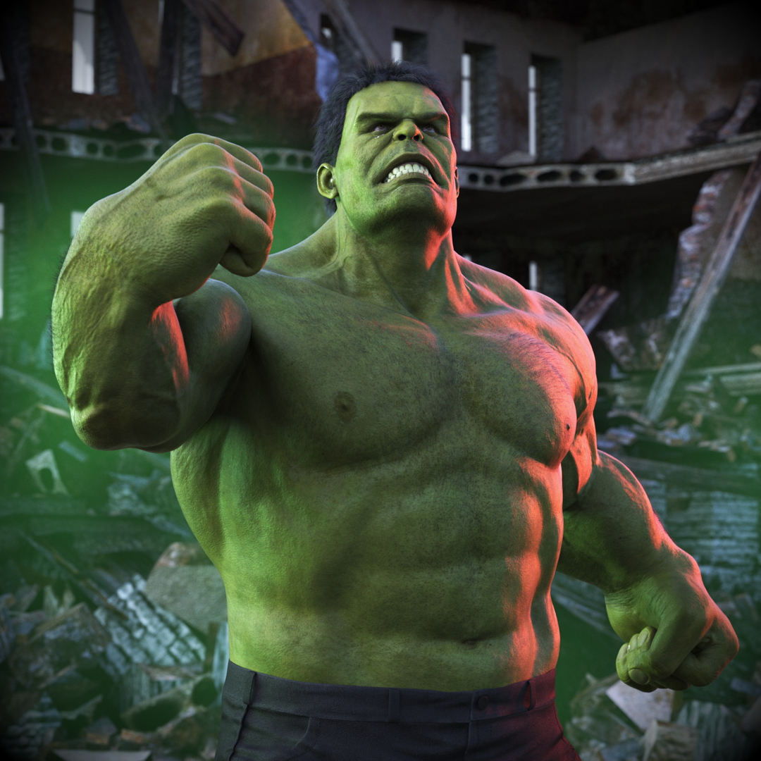 modelo 3d Hulk en pose enojada de piel - TurboSquid 2411180
