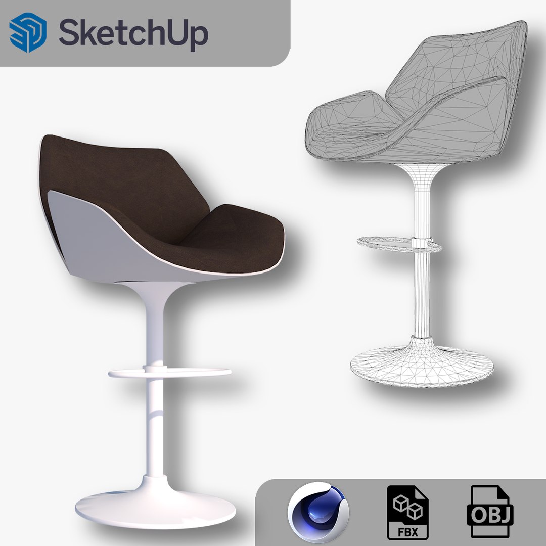 3D Bar Stool Chair Model - TurboSquid 2039869