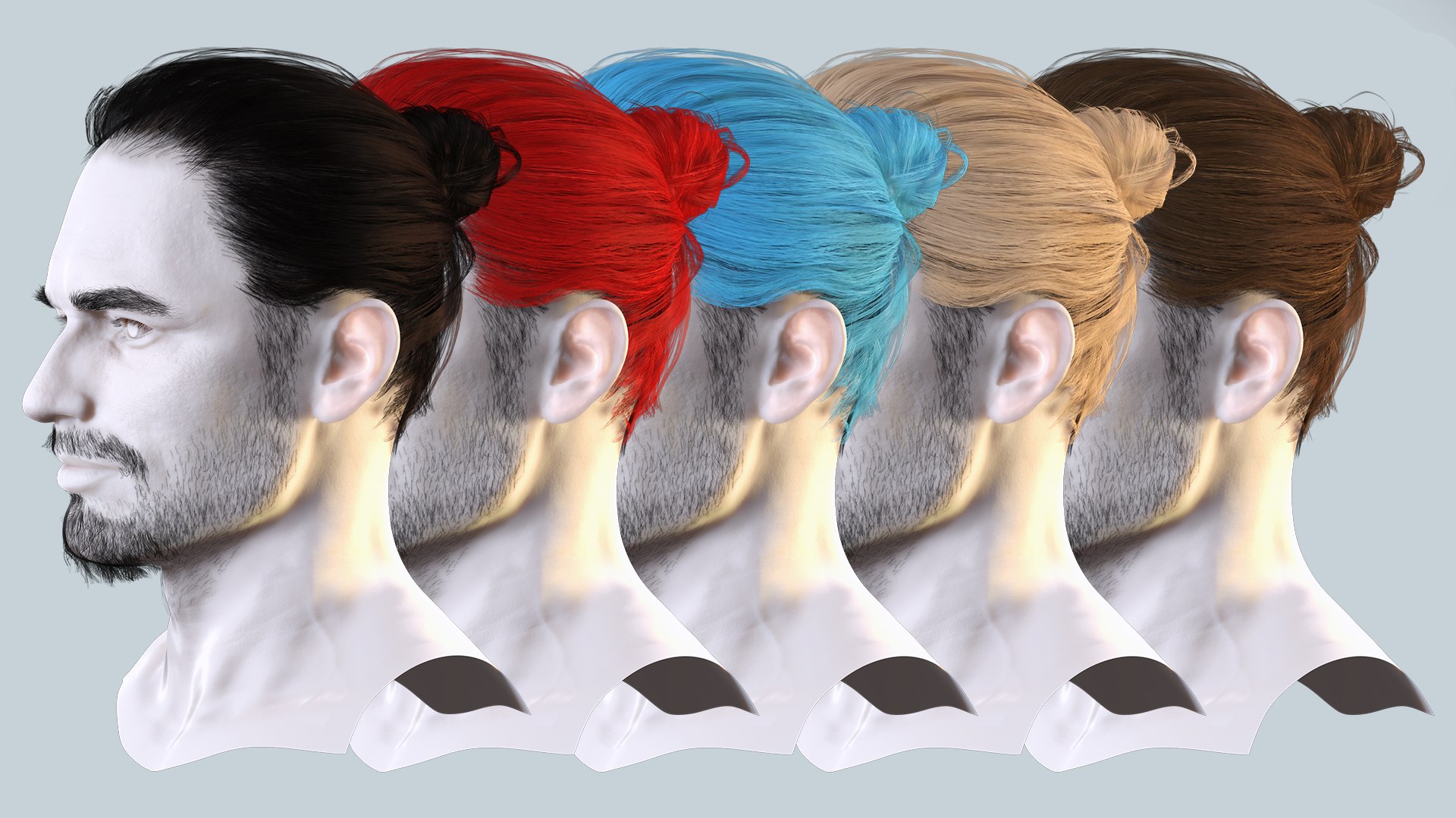 Sleek Man Bun With Trimmed Beard -Game-Ready Asset Model - TurboSquid ...