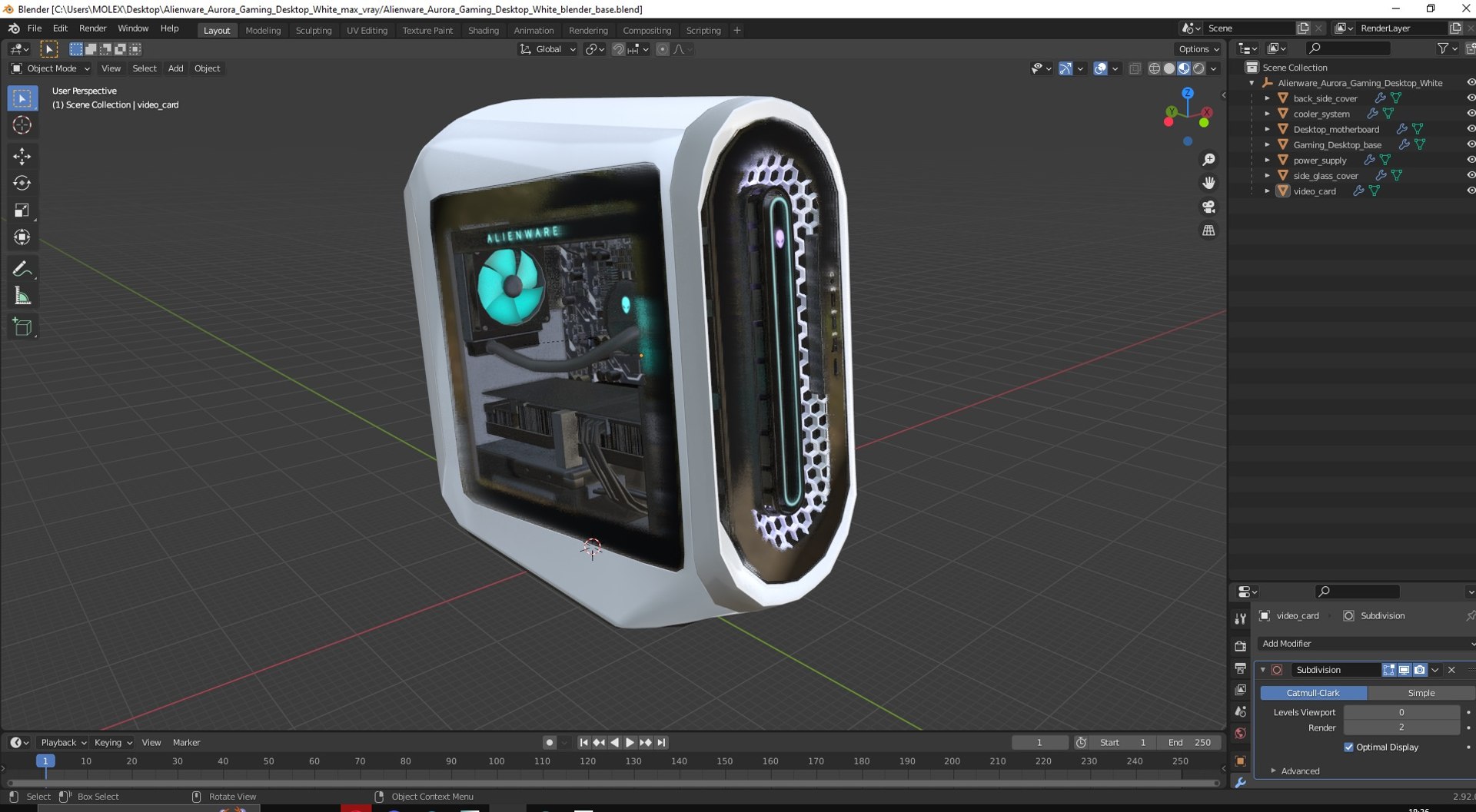 3D Alienware Aurora Gaming Desktop White model - TurboSquid 2139299