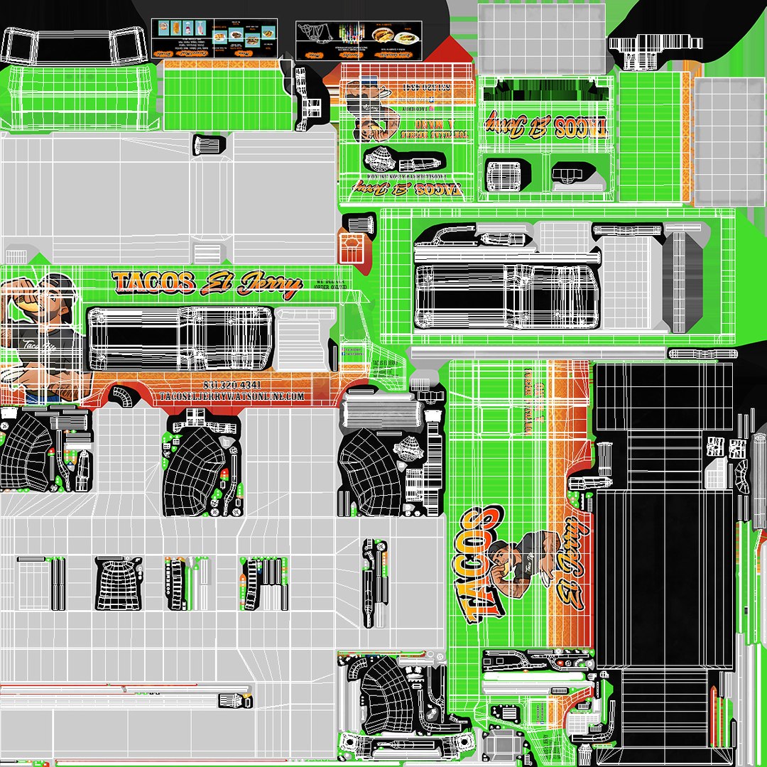 3D Mexican Food Truck El Jerry With Interior Open - TurboSquid 2414355