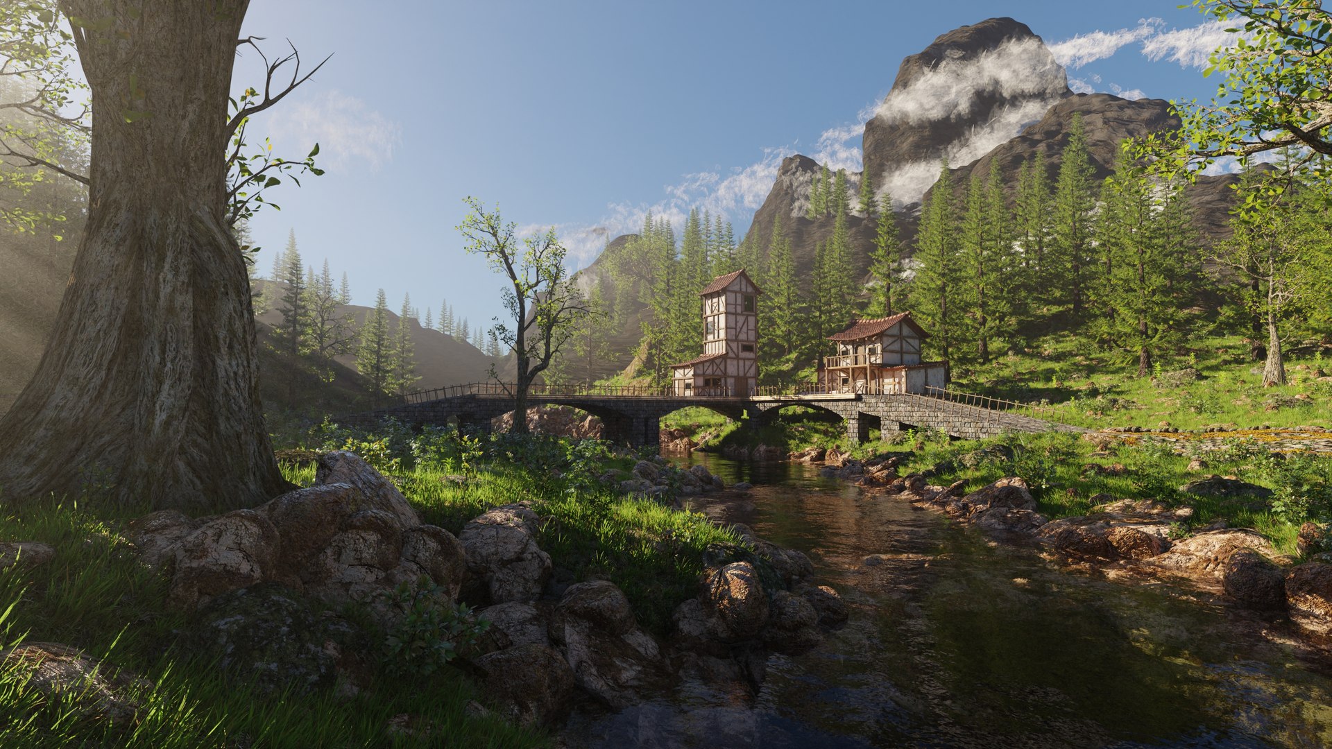 3D Model Medieval Bridge Scene - TurboSquid 2001686