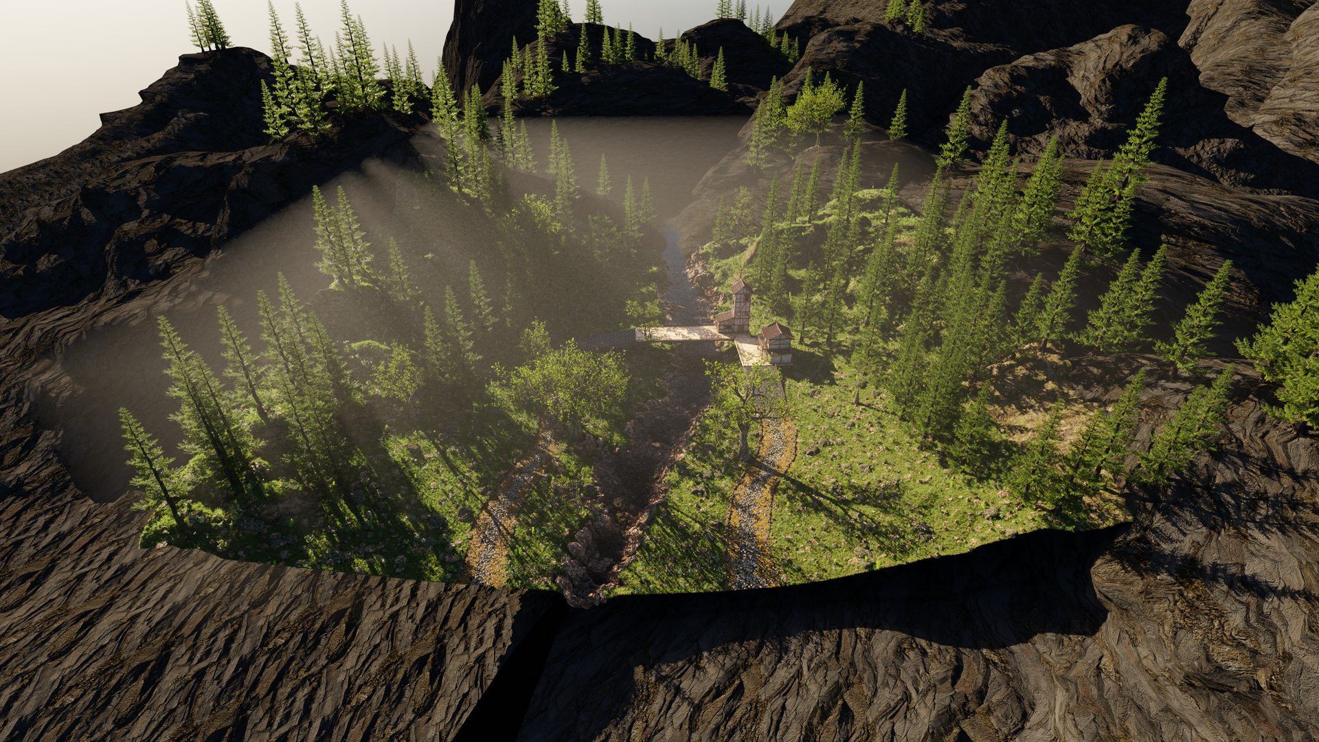 3D Model Medieval Bridge Scene - TurboSquid 2001686