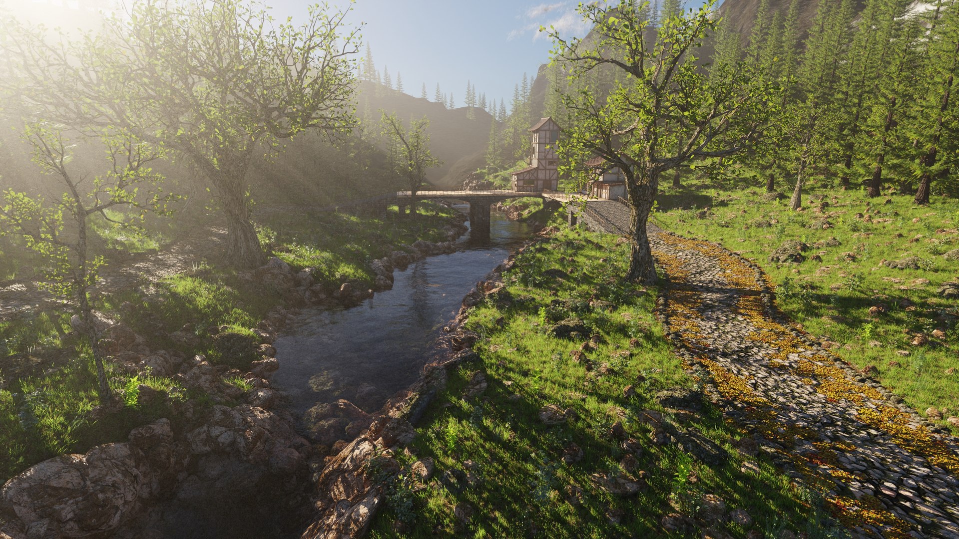 3D Model Medieval Bridge Scene - TurboSquid 2001686