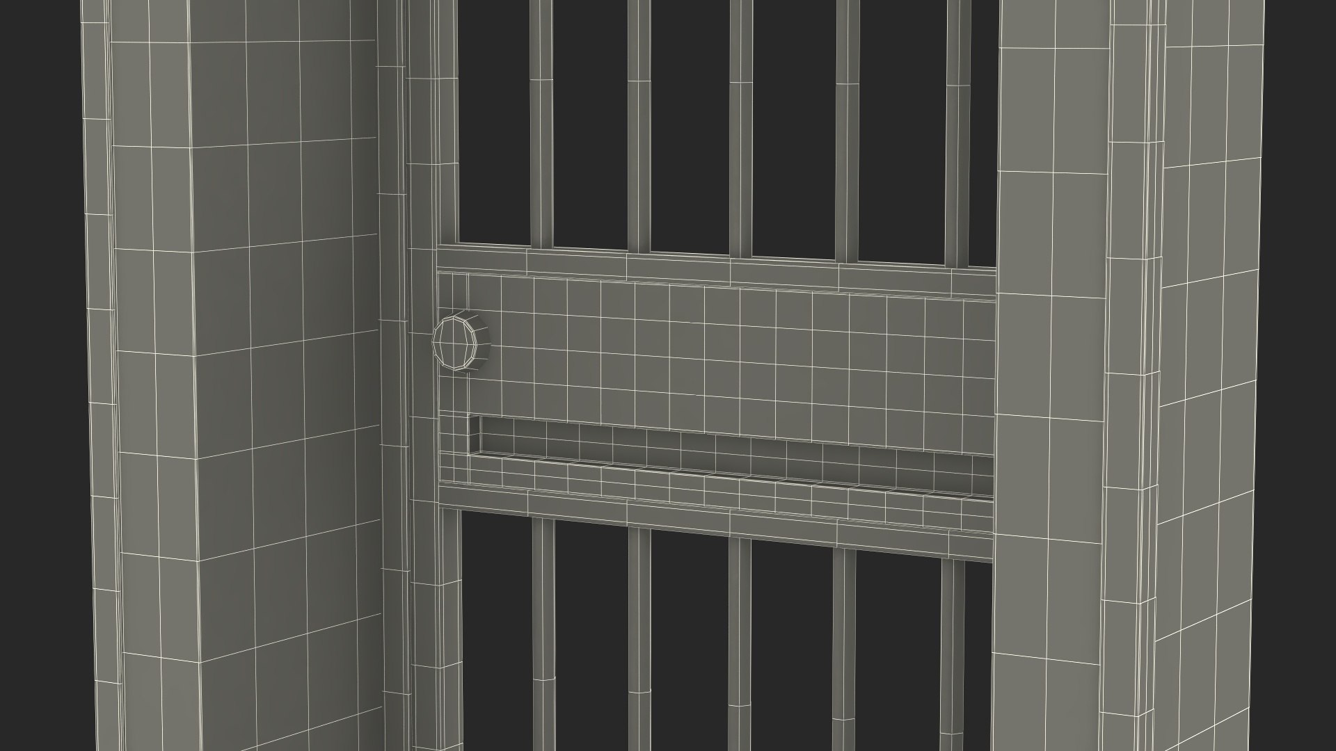 3D Security Door With Vertical Bars And Lock Model - TurboSquid 2350616