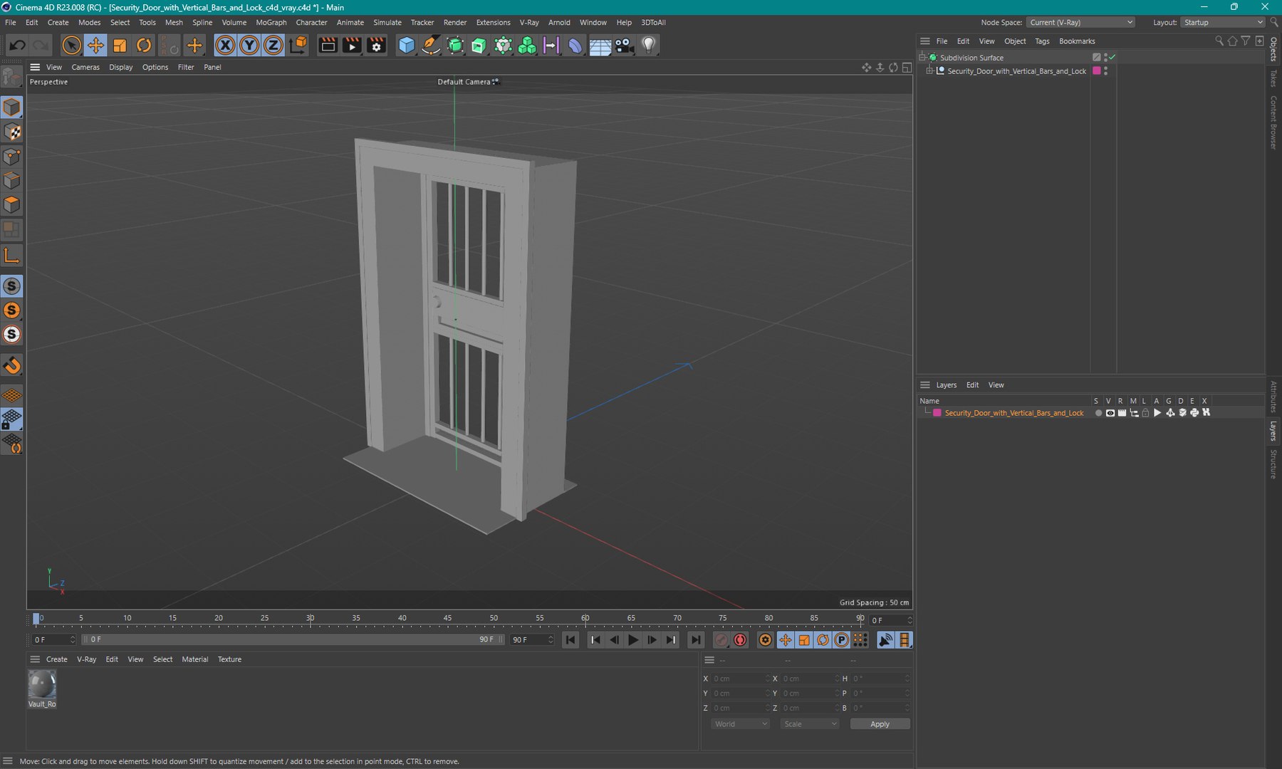 3D Security Door With Vertical Bars And Lock Model - TurboSquid 2350616