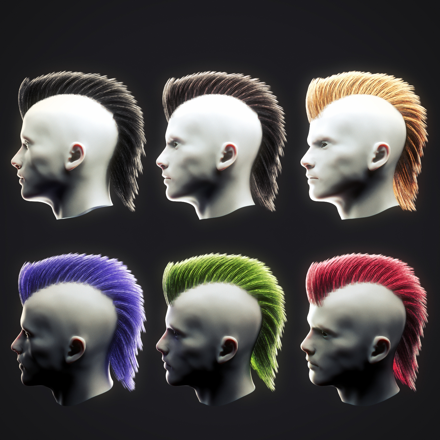 3D punk hairstyle 3 - TurboSquid 1493490