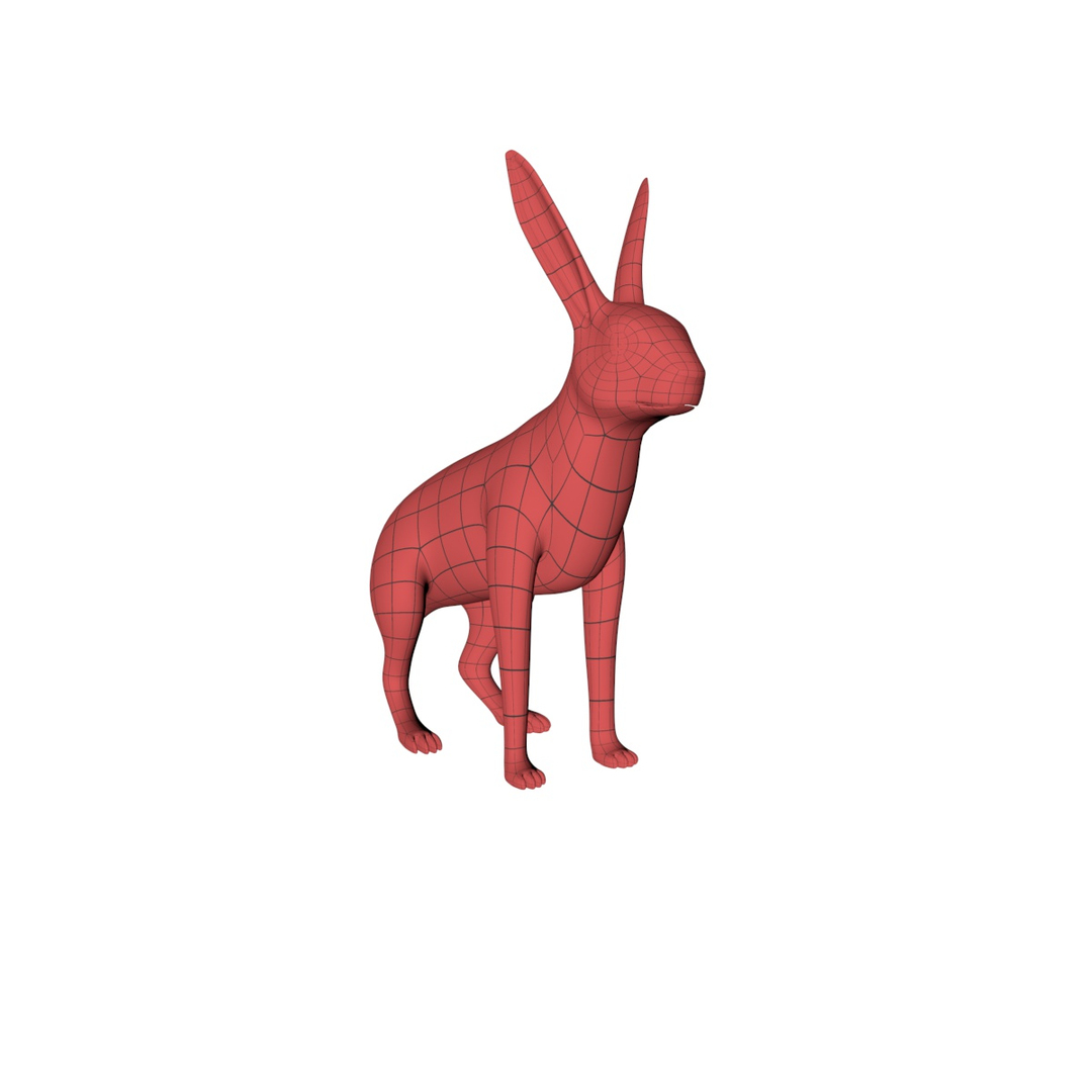 wild rabbit base mesh 3d c4d