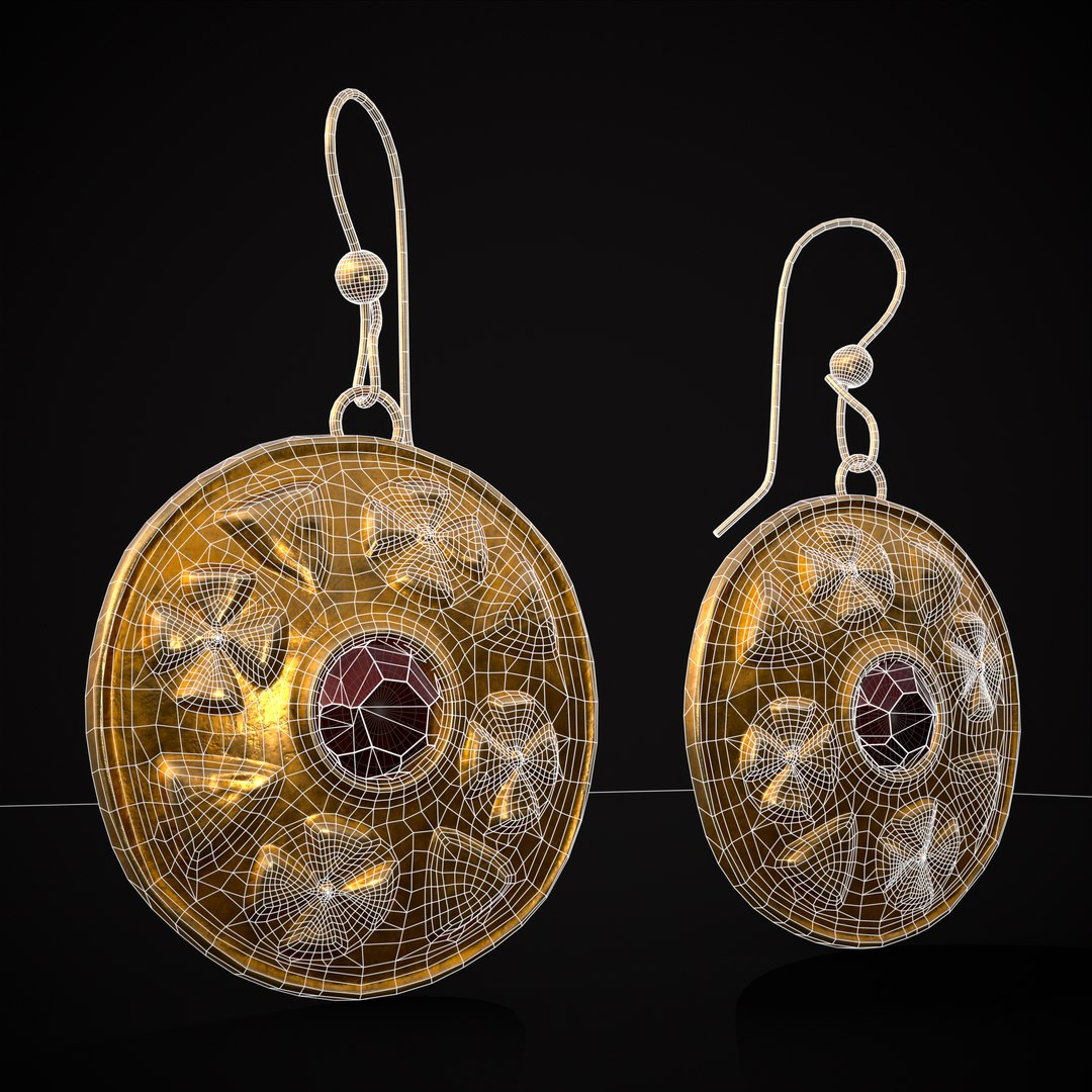 3D Byzantine Earrings With Garnet Model - TurboSquid 2037802